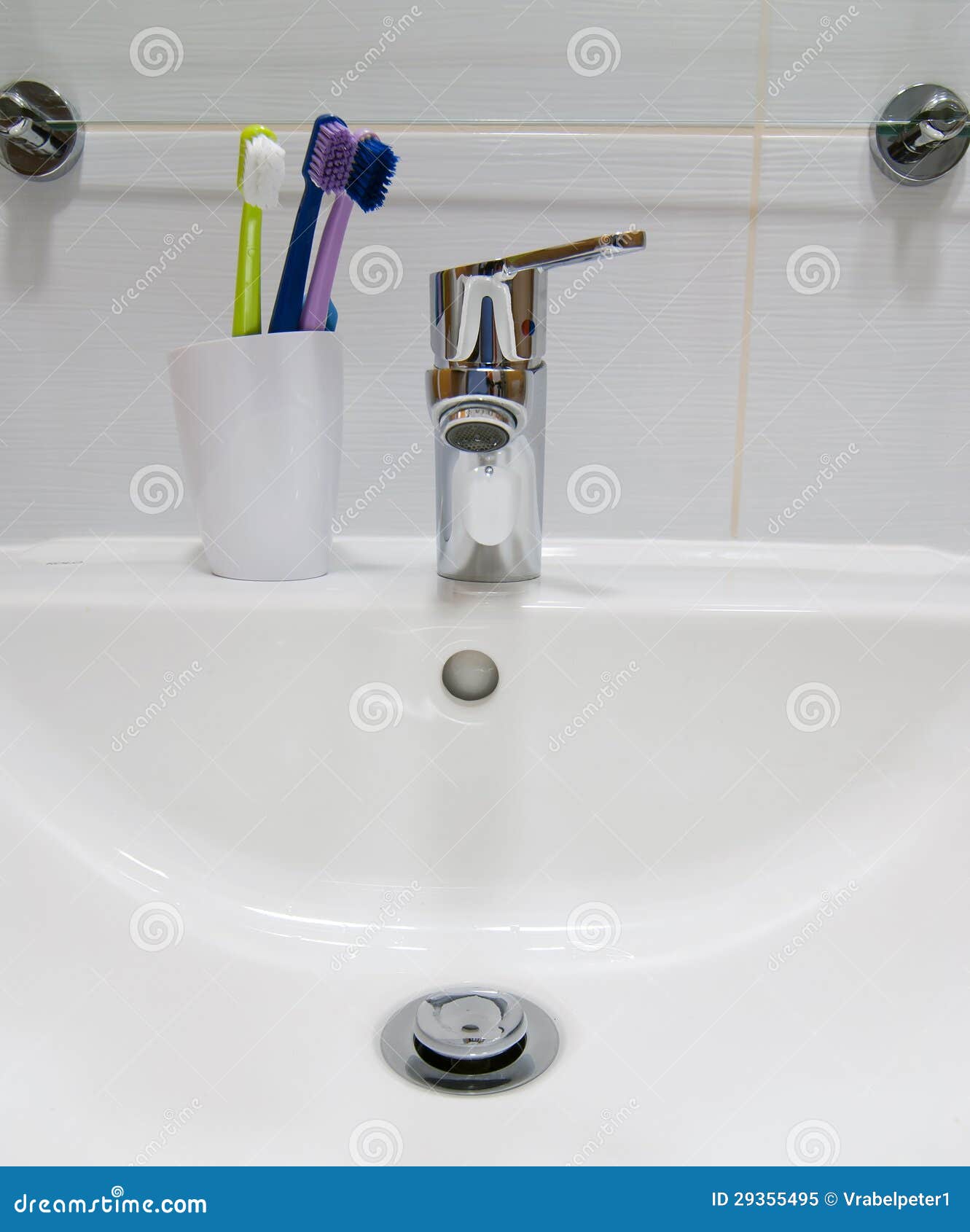 White Sink and Toothbrushes Stock Image - Image of fashioned, plumbing ...