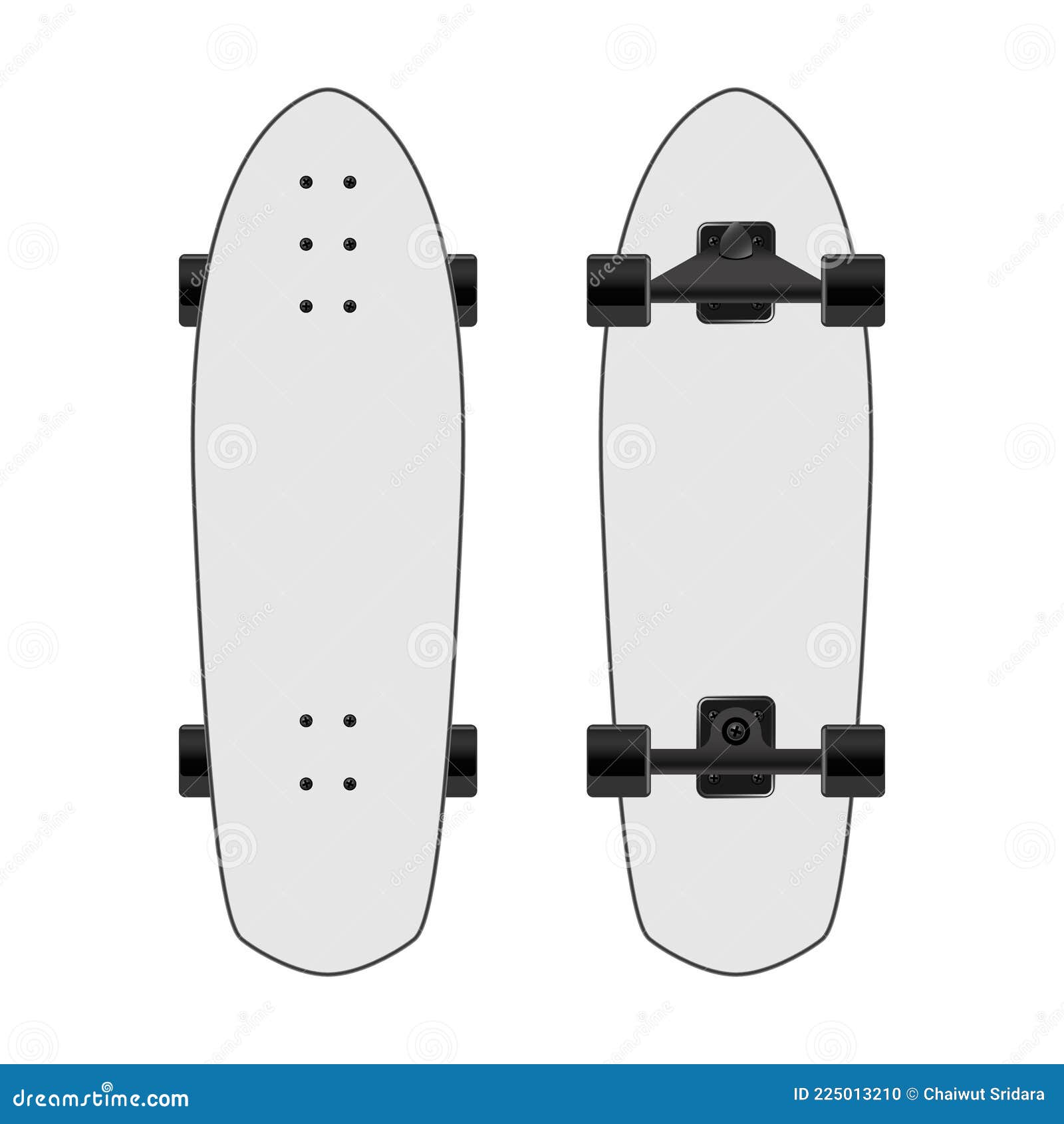 White Skateboard Front And Back View, Vector | CartoonDealer.com #225013210