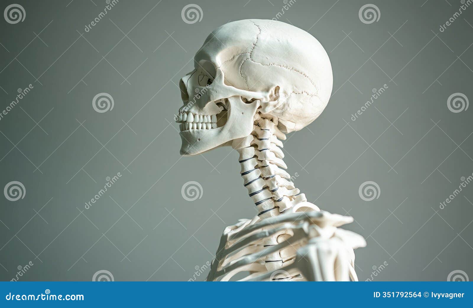 A White Skeleton with a Neck and a Head Stock Illustration ...