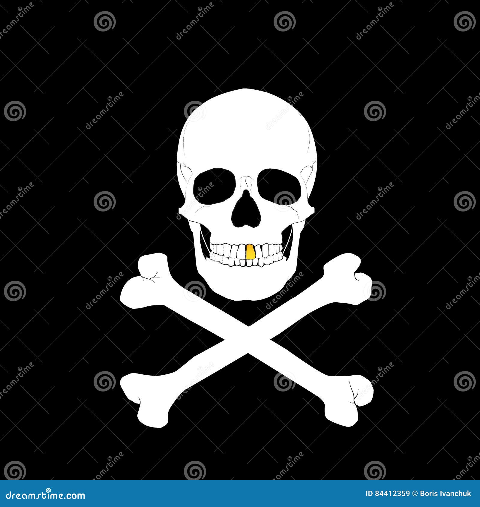 White skull and crossbones stock vector. Illustration of rock - 84412359