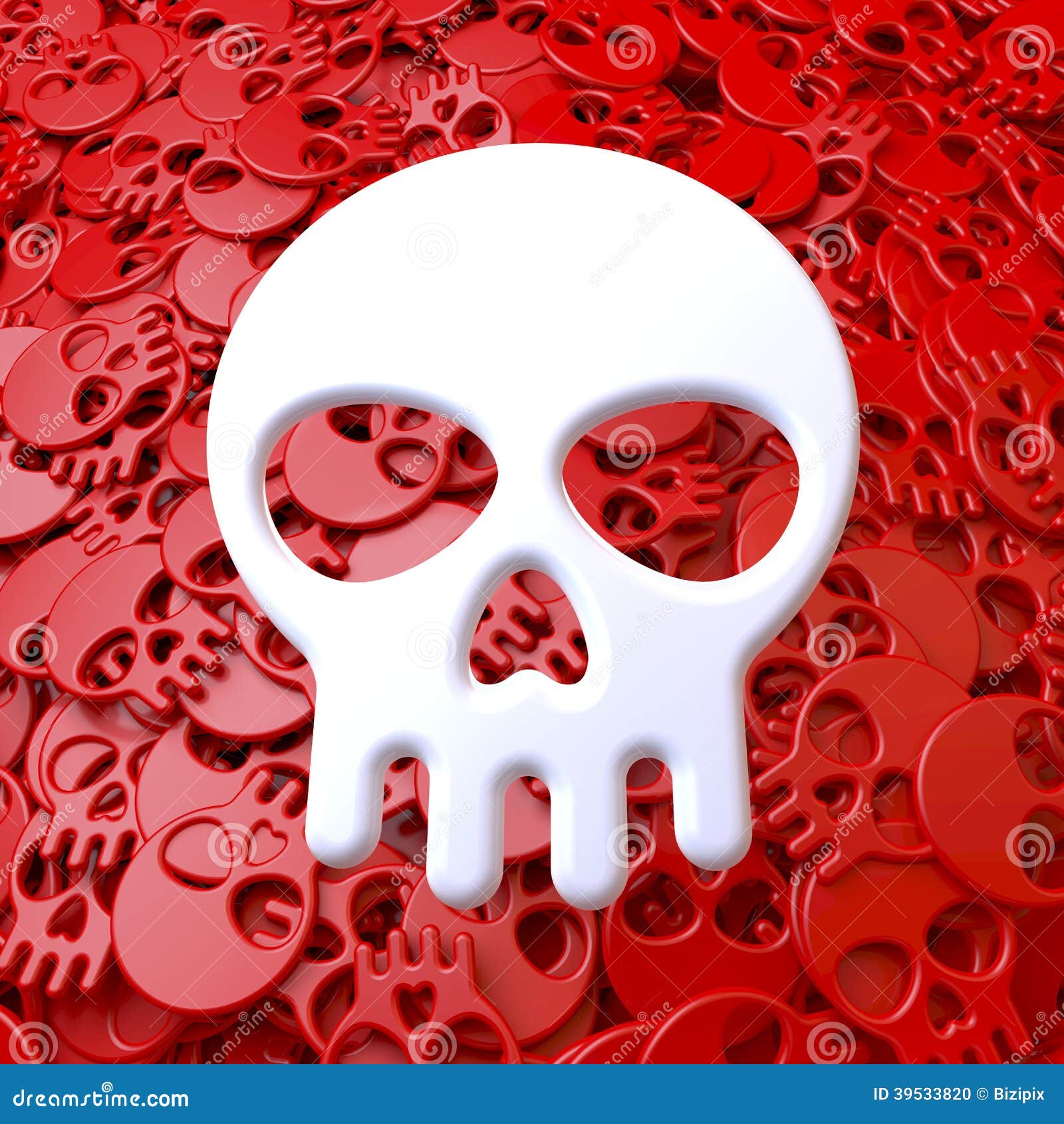 White Skull on Pool of Red Skulls Stock Illustration - Illustration of ...