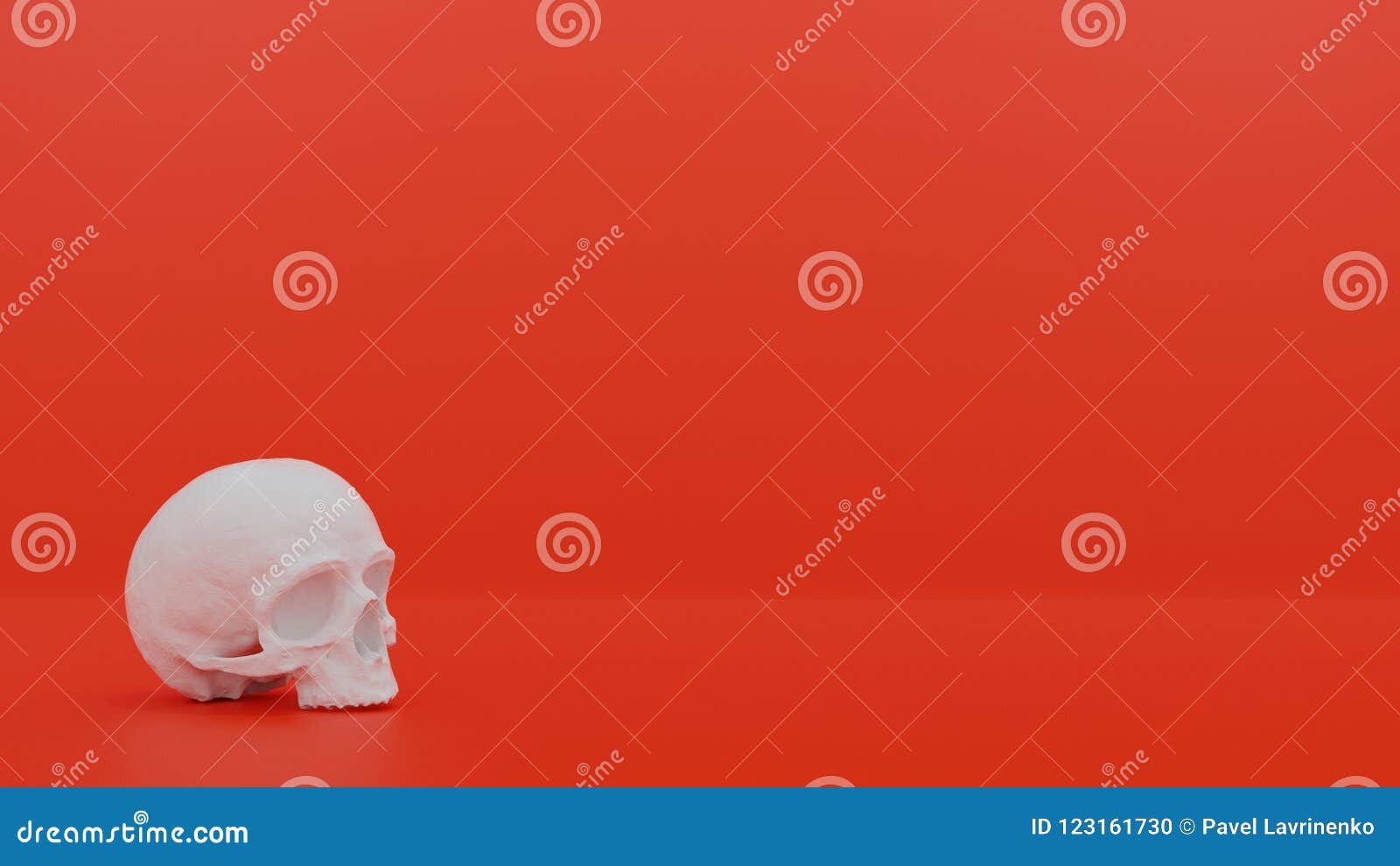 White Skull on a Red Background. 3D. Render. Stock Photo - Image of ...