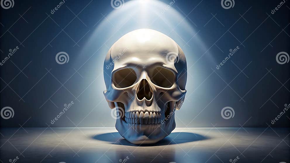 White Skull with Sharp Features and Backlit Glow AI-Created Content Stock Photo - Image of wall ...