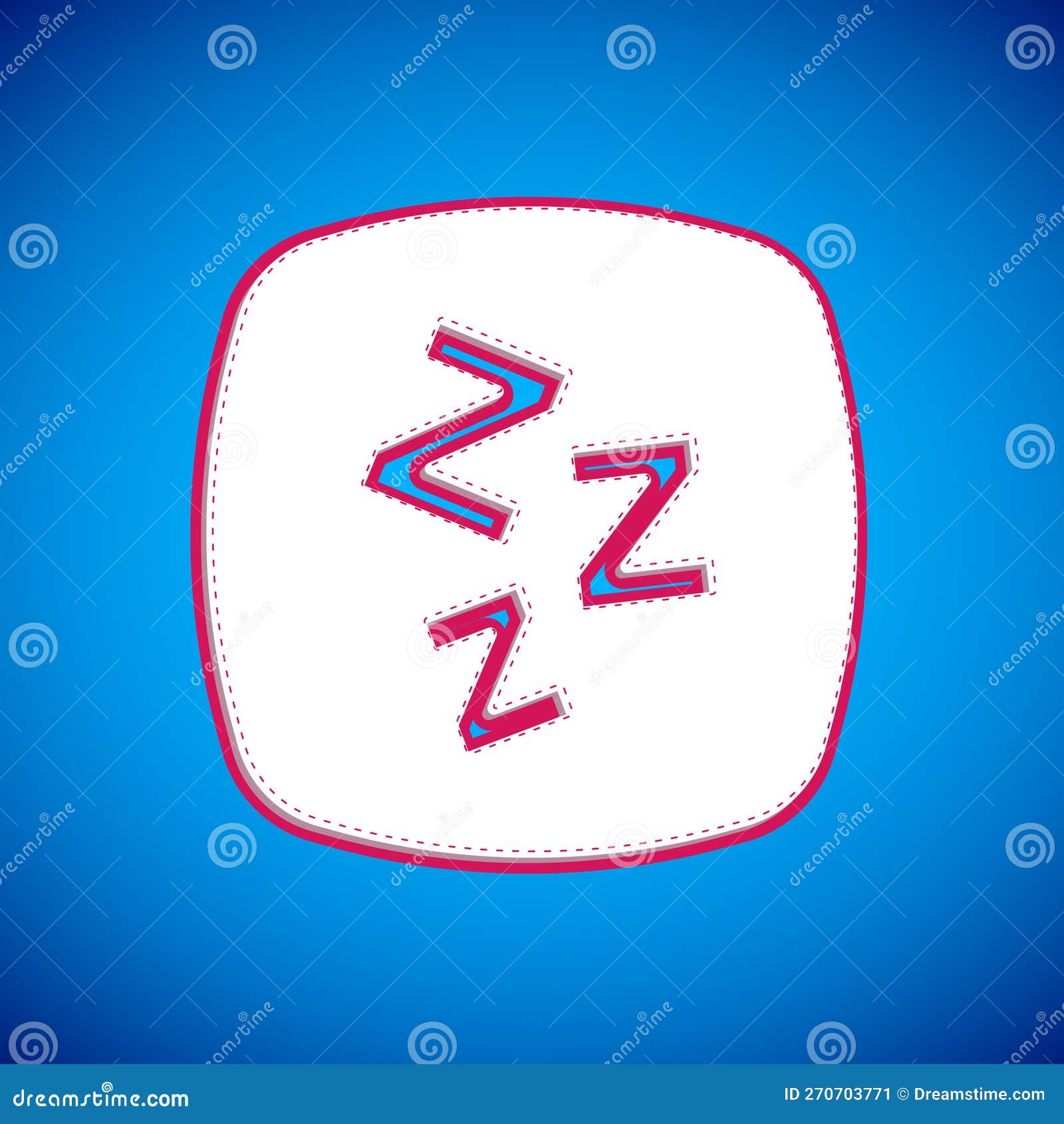 White Sleepy Icon Isolated on Blue Background. Sleepy Zzz Talk Bubble ...