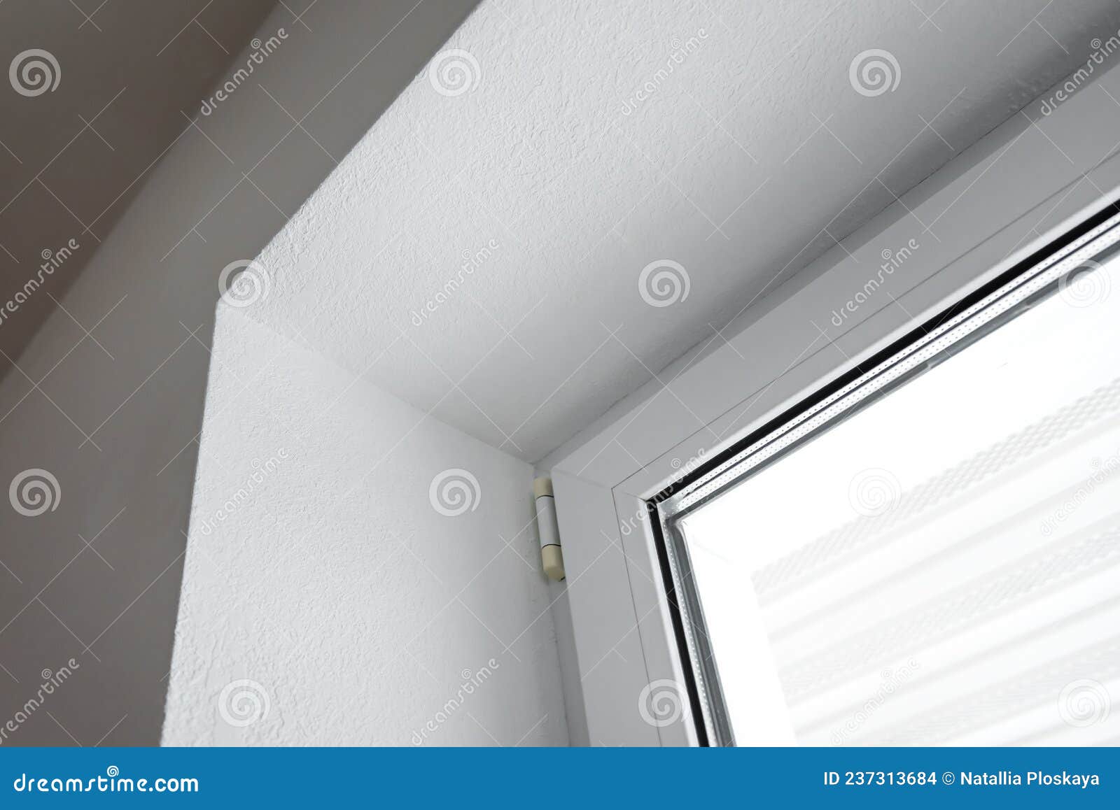 White Slope of the Window with Decorative Plaster. Stock Photo - Image ...