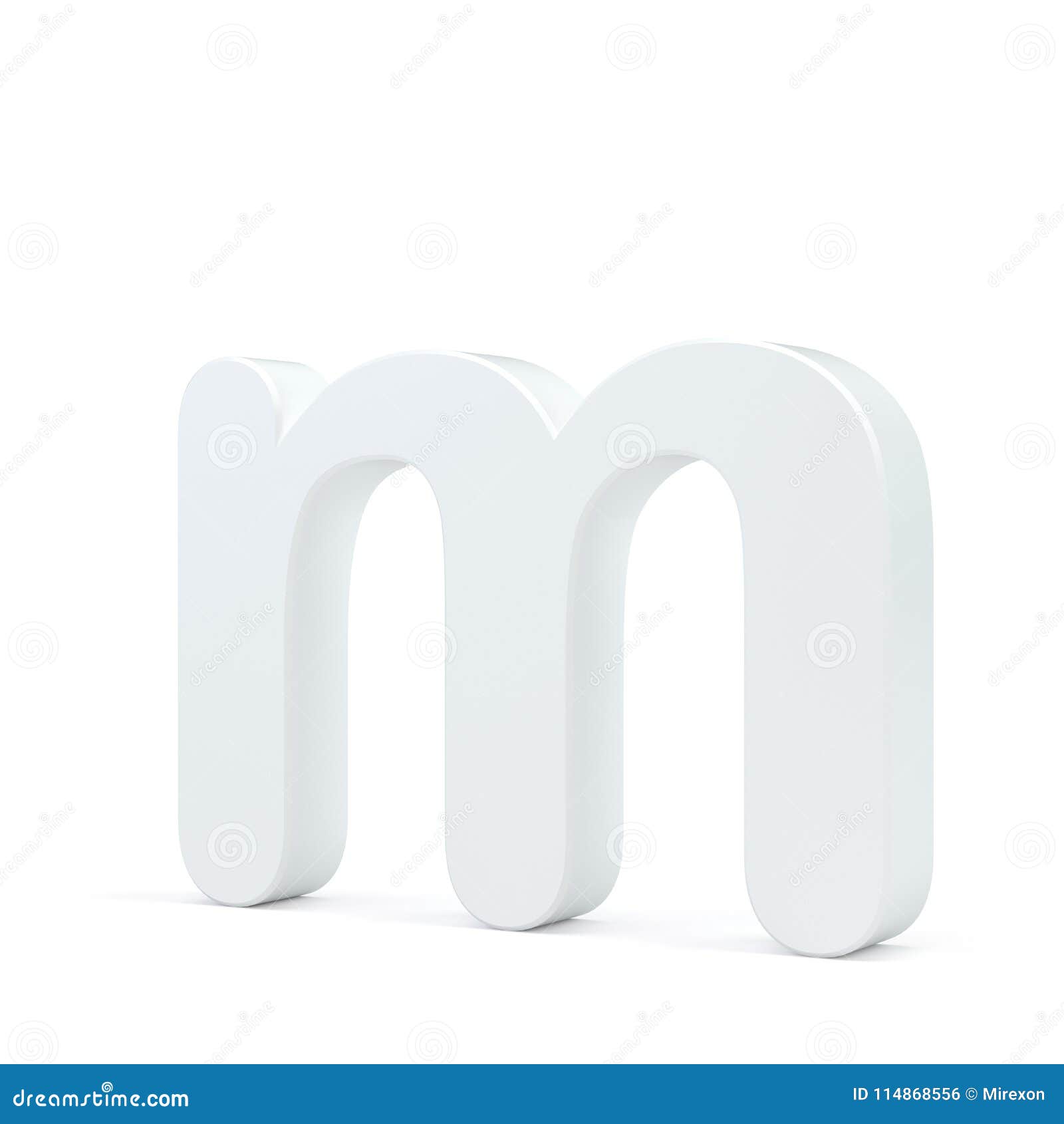White Small Letter M Isolated on White Background. 3d Rendering Stock ...
