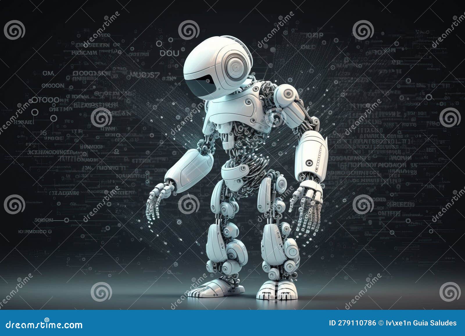 White Smart Robot Robot Assistant with Text Lines, Artificial ...