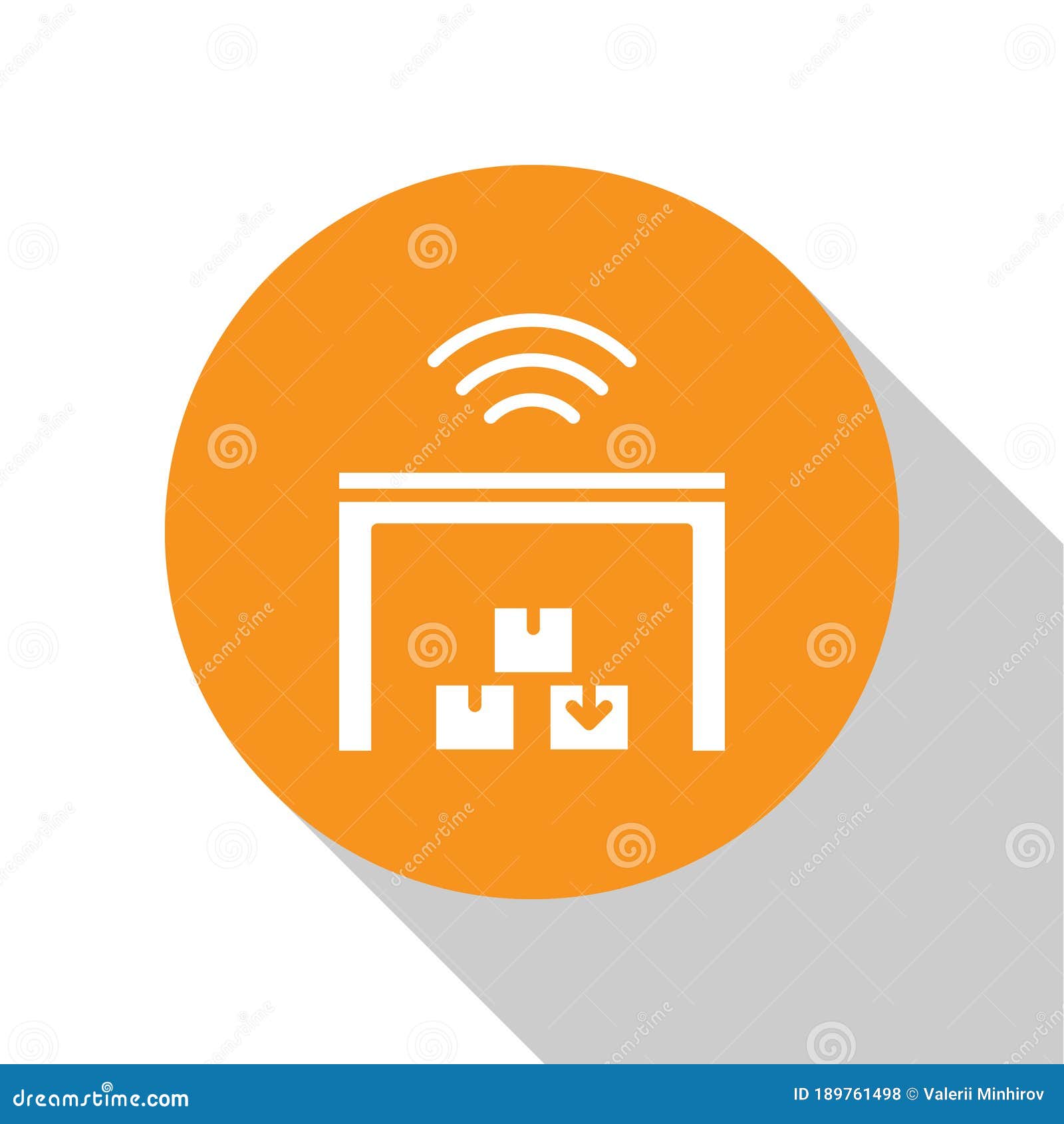 White Smart Warehouse System Icon Isolated on White Background. Orange ...