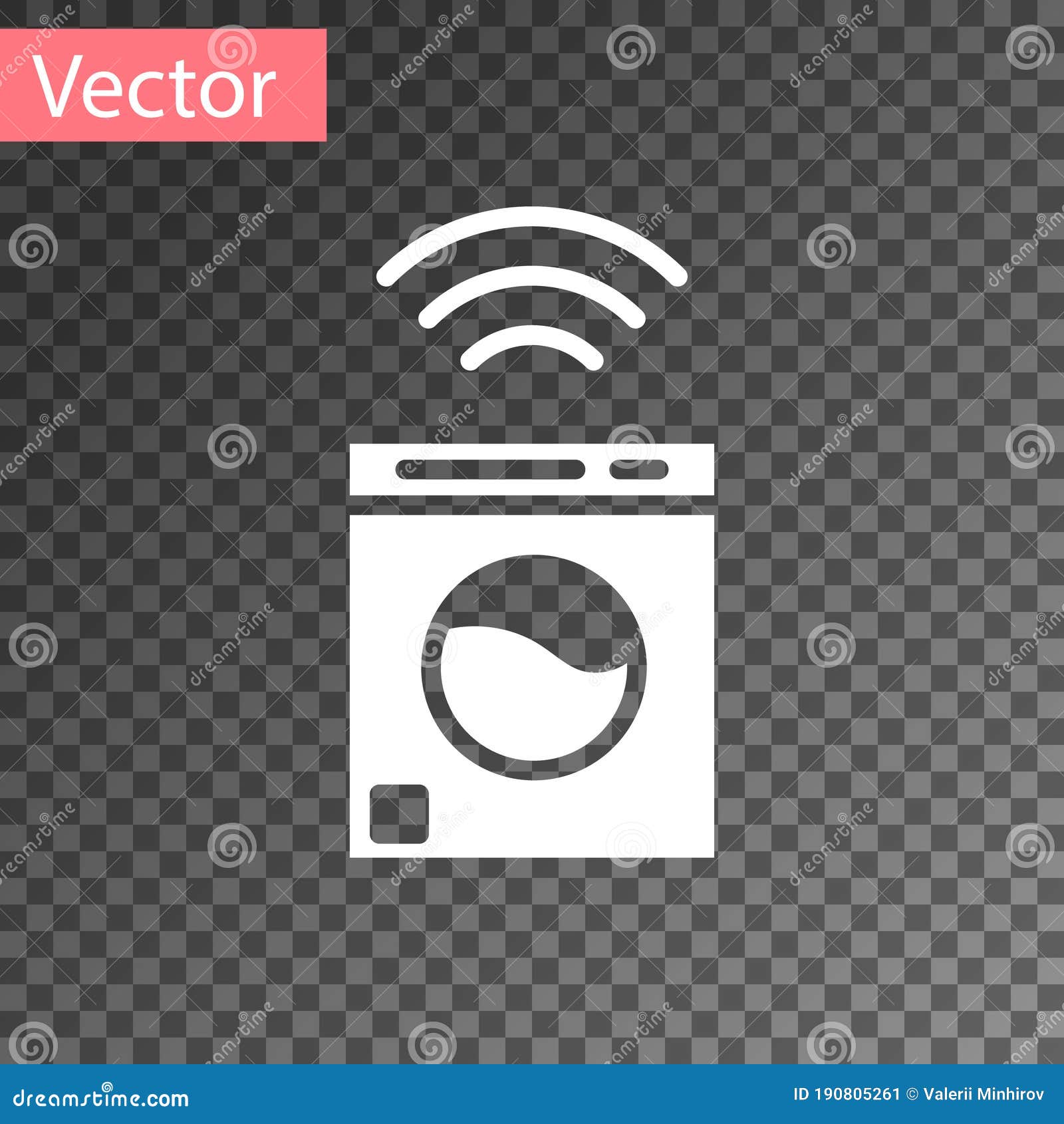 White Smart Washer System Icon Isolated on Transparent Background ...
