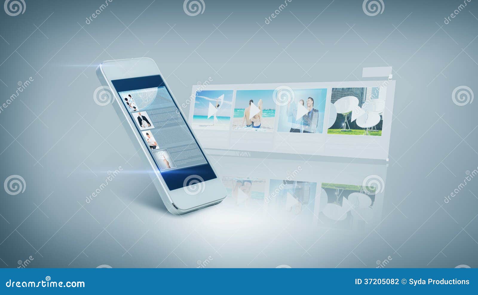 White Smarthphone with Video on Screen Stock Photo - Image of phone ...