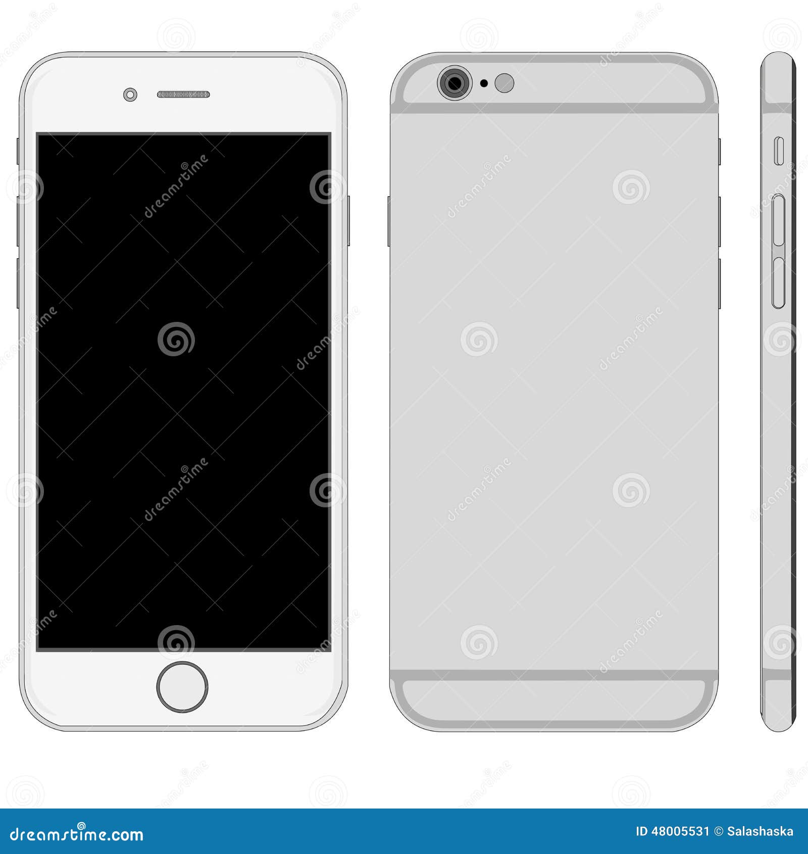 White smartphone editorial photo. Illustration of front - 48005531