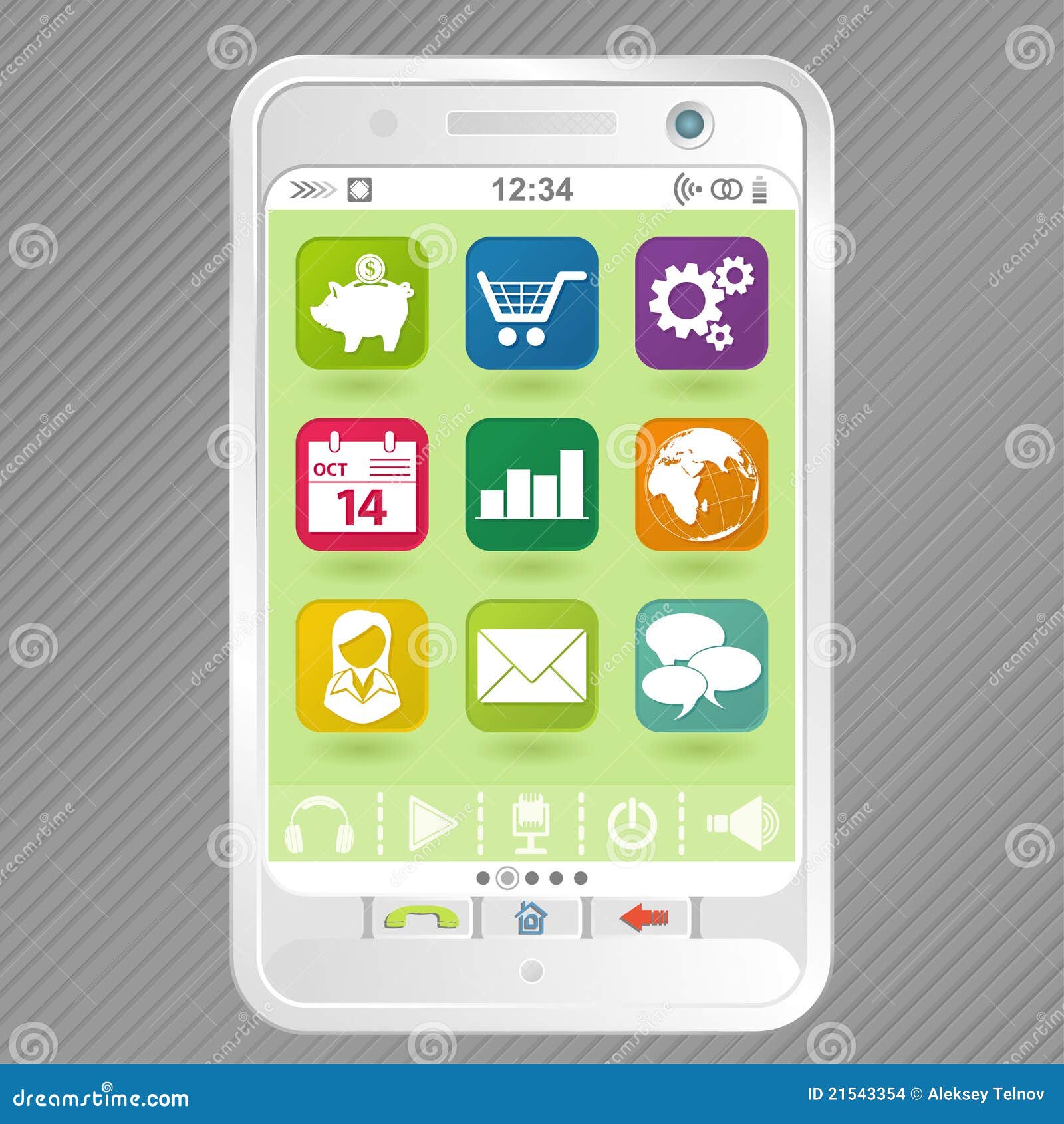 White Smartphone with Icons Stock Vector - Illustration of modern ...