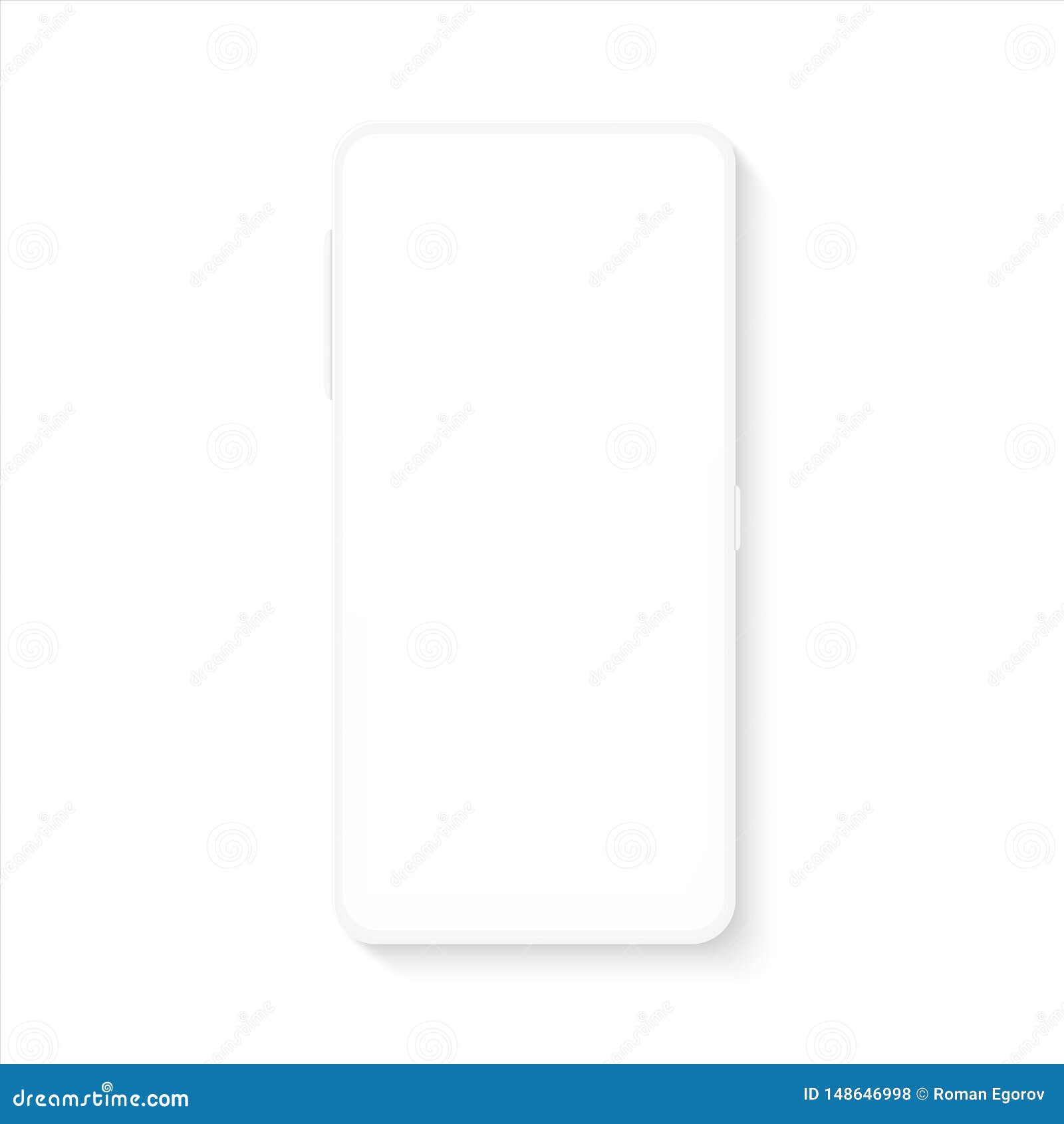 White Smartphone Mockup. Realistic Blank Mobile Phone Template for UI ...