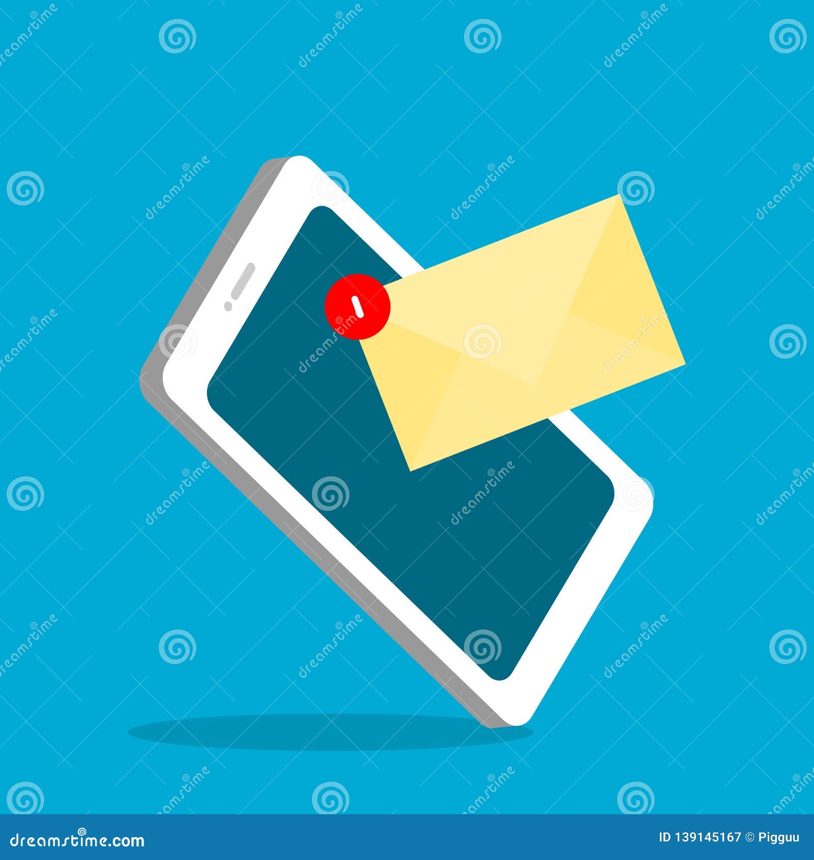 White Smartphone with New Message or Email Notification on Screen Stock ...