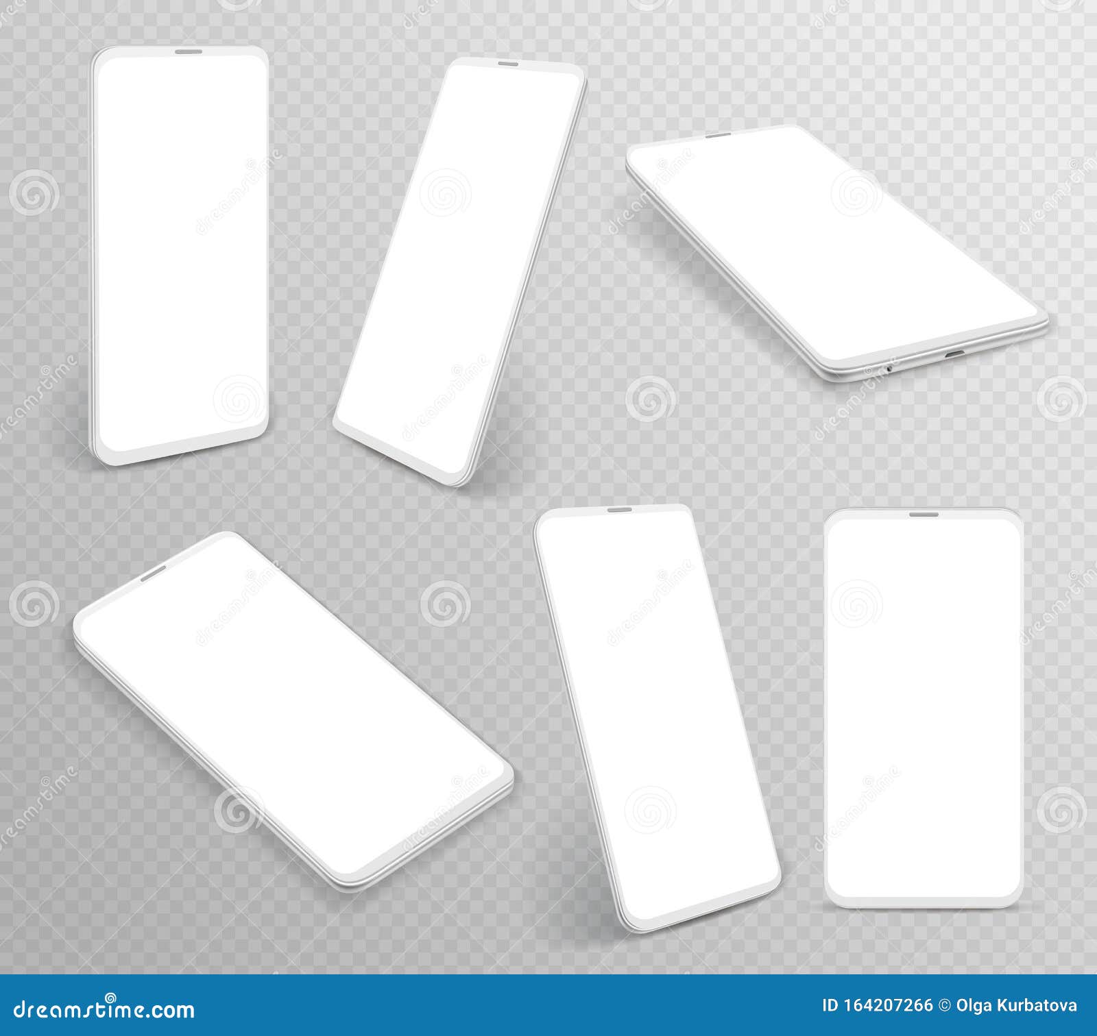White Smartphone. Realistic 3d Cellphone in Different Angles Views ...