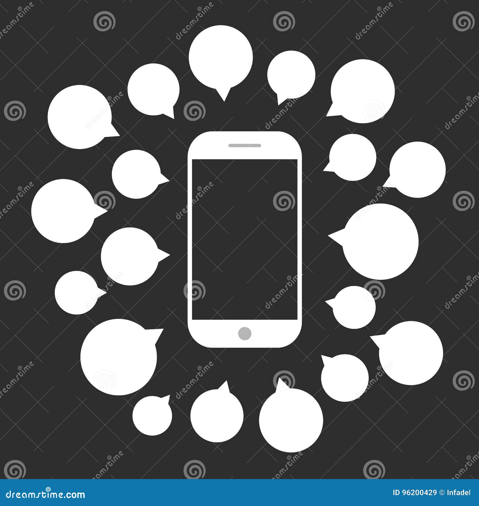 White Smartphone with Speech Bubbles Stock Vector - Illustration of ...