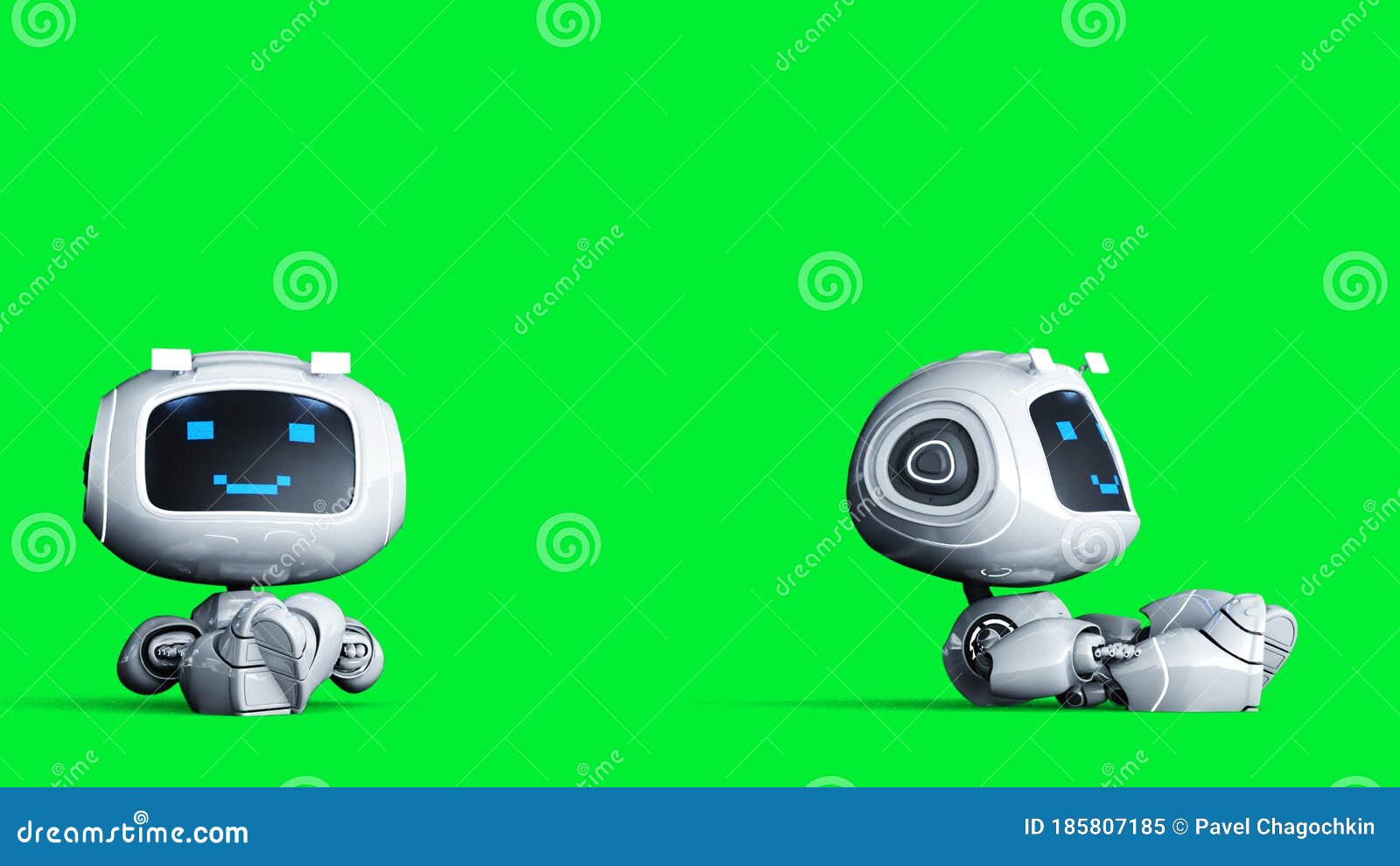 Robot Animation Set On A Blue Background. Vector | CartoonDealer.com ...