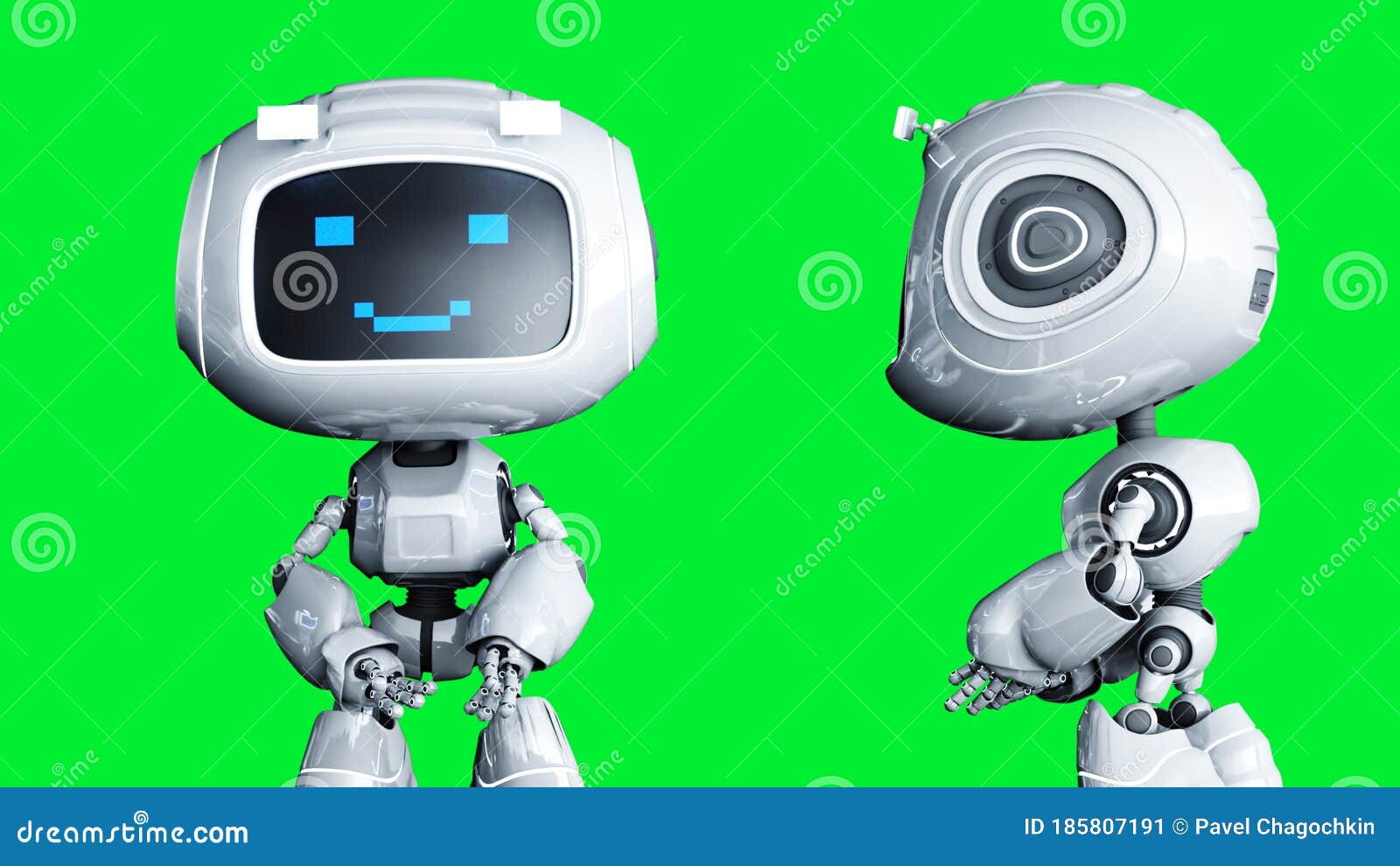 White Smiling Toy Robot Animation. 3d Rendering. Stock Illustration ...