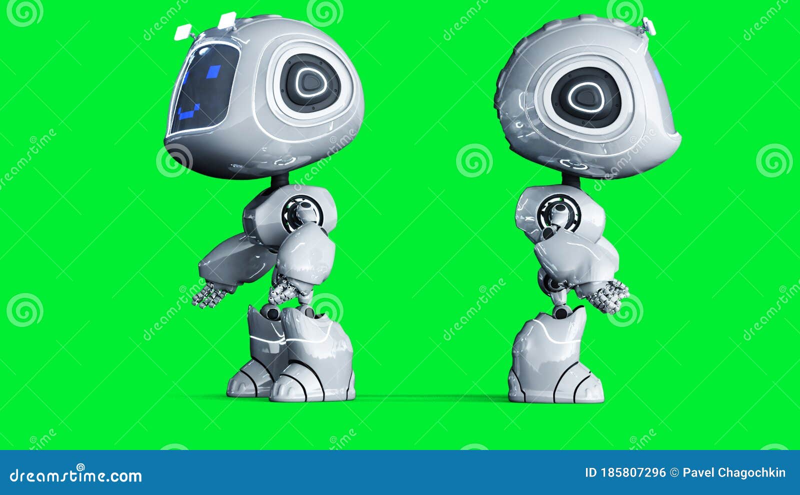 White Smiling Toy Robot Animation. 3d Rendering. Stock Illustration ...