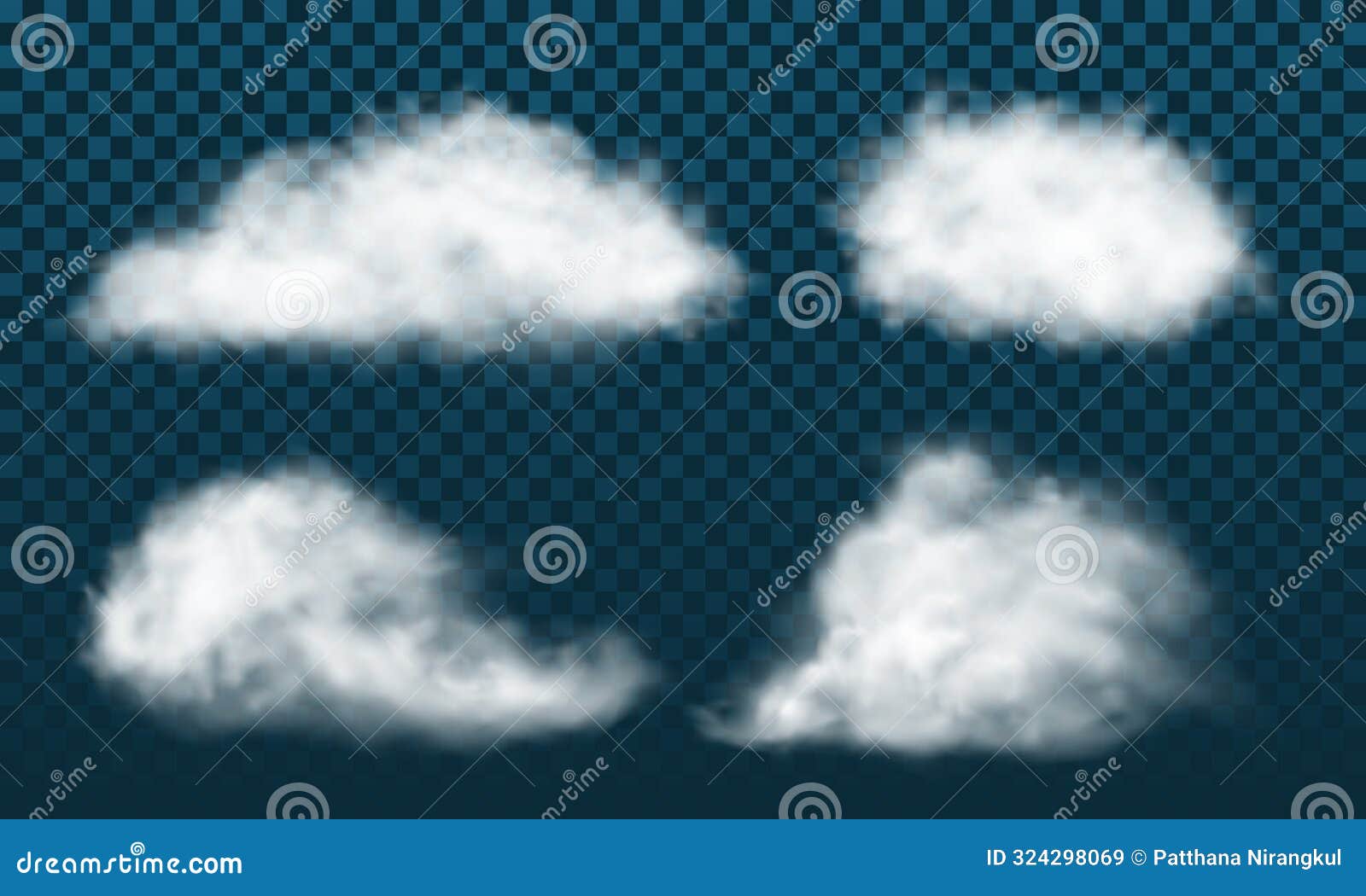 White Smog Effect Steam Powder Explosion Set Collection on Dark Blue ...