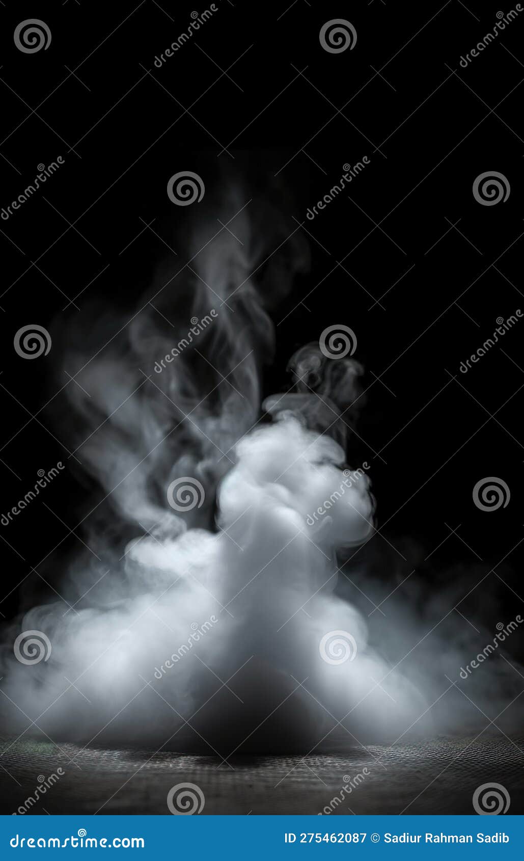 White Smoke on a Black Background with Fog and Reflection. Stock ...