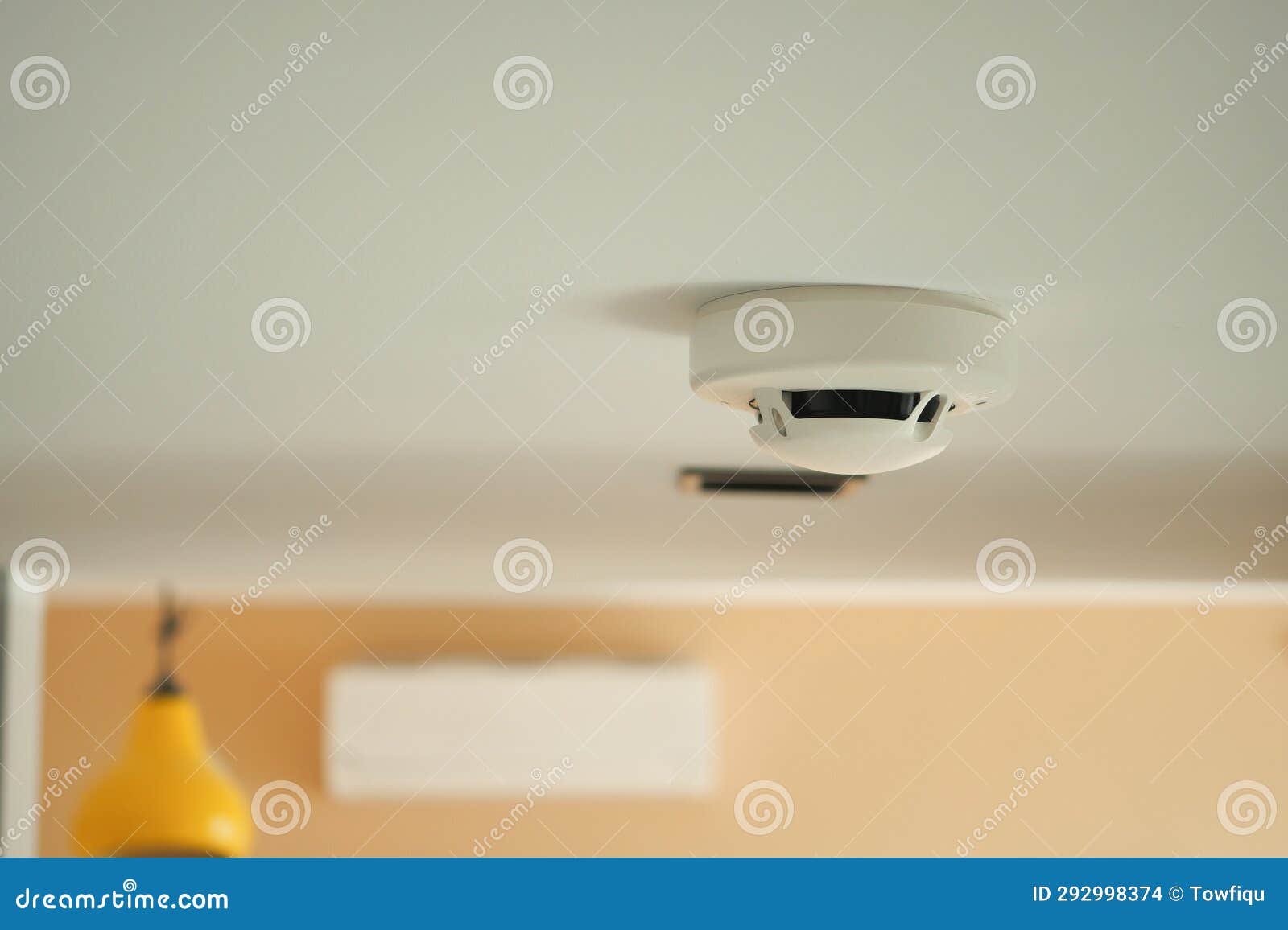 White Smoke Detector on Ceiling at Home Stock Photo - Image of ...