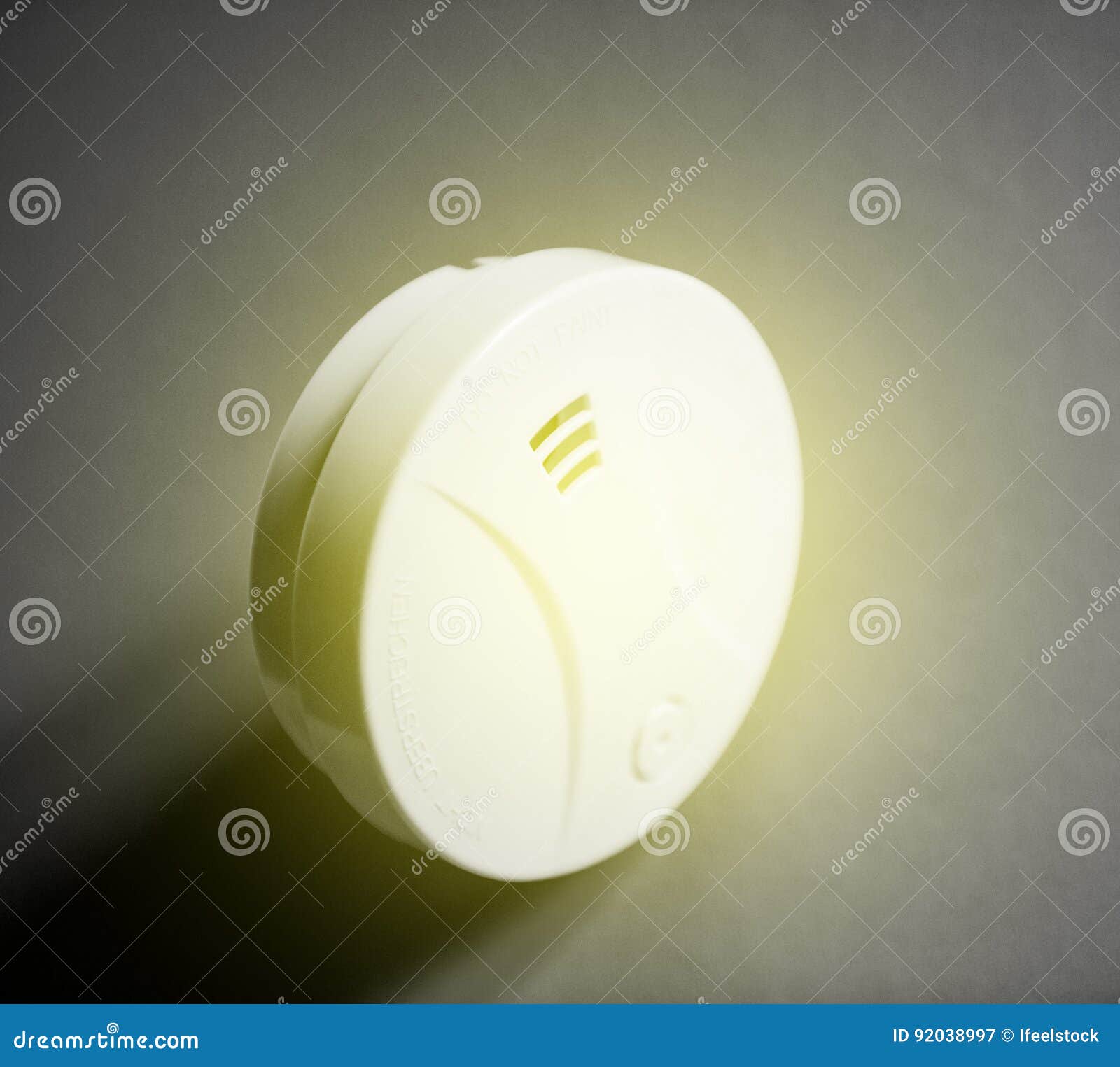 White Smoke Detector on Table Yellow Waves Editorial Photography ...