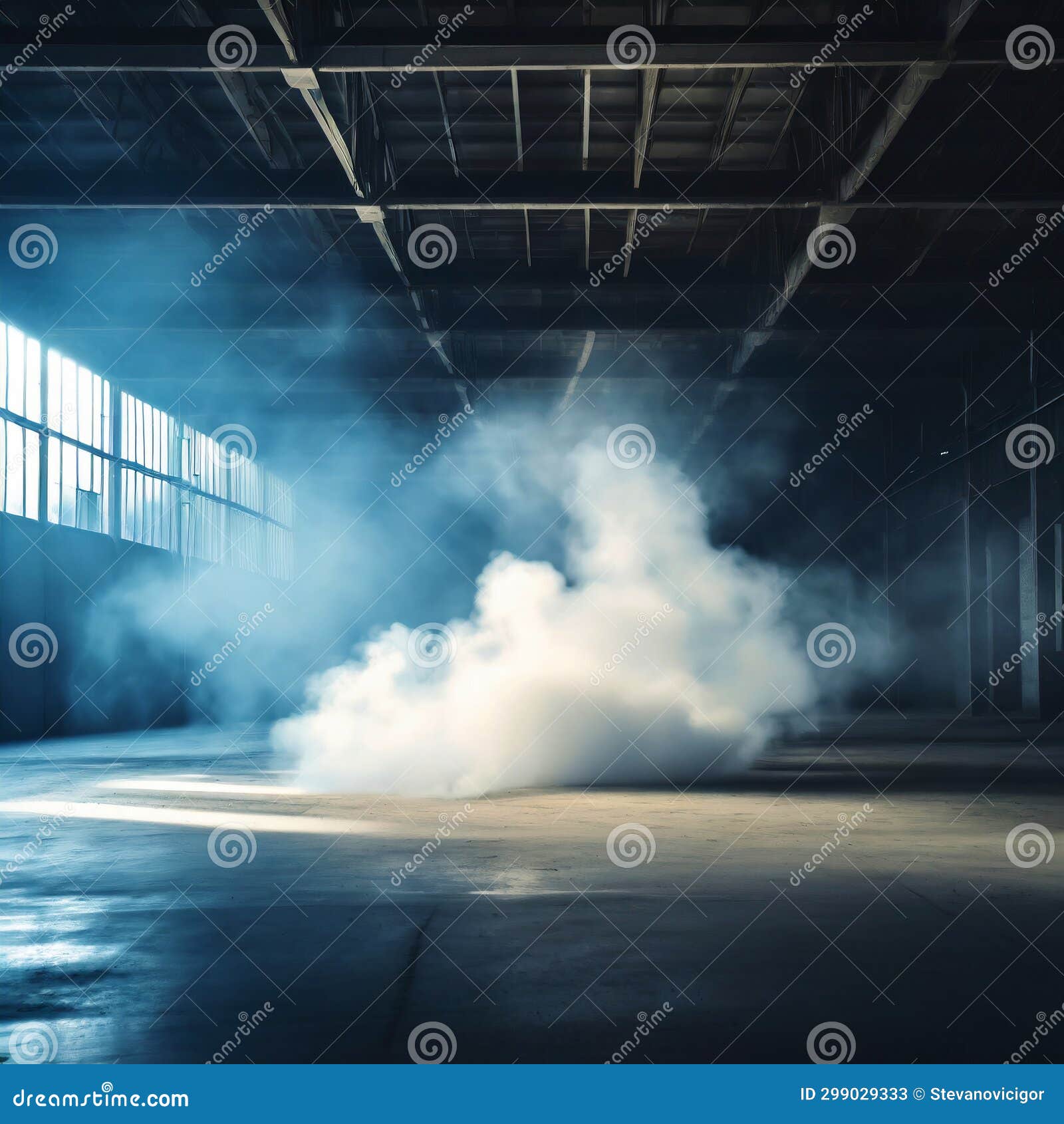 White Smoke in Empty Warehouse, Generative Ai Stock Illustration ...