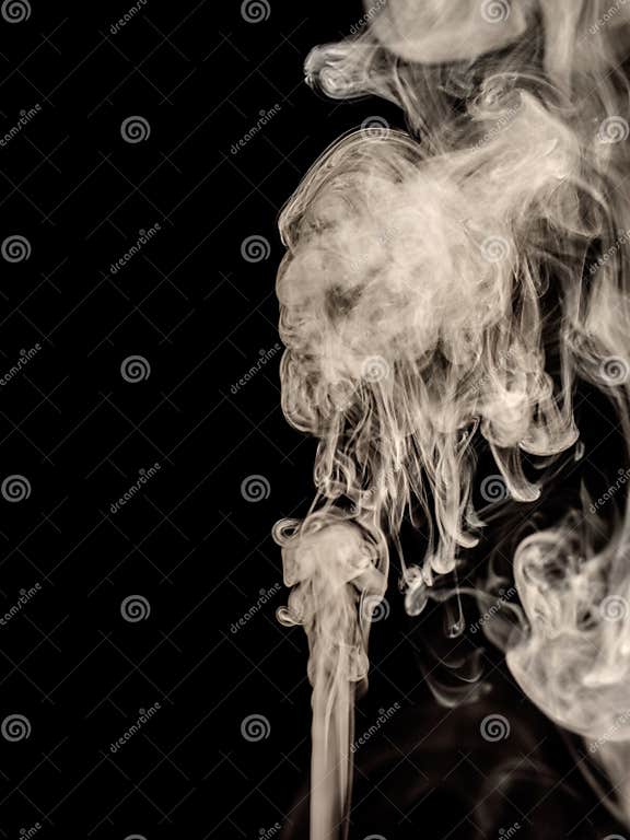 White Smoke Jet Rises Isolated on a Black Stock Image - Image of ...