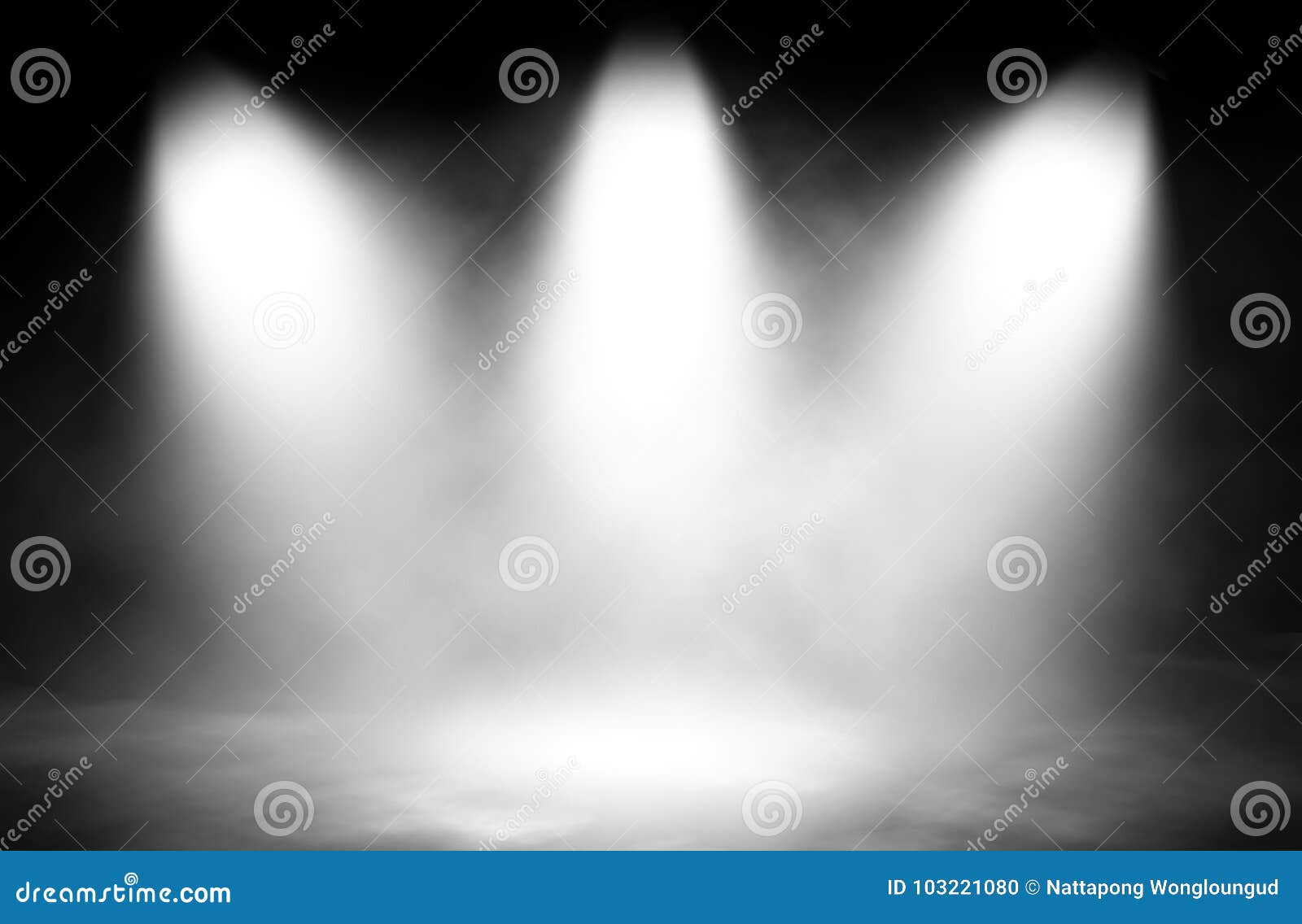 White Smoke Spotlight Three Stage Design. Stock Photo - Image of light ...
