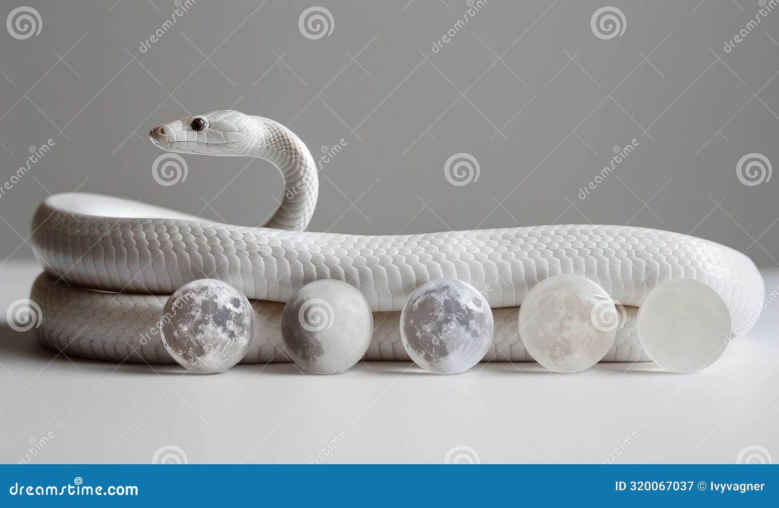 White Snake and Moon Phases Stock Illustration - Illustration of symbol ...