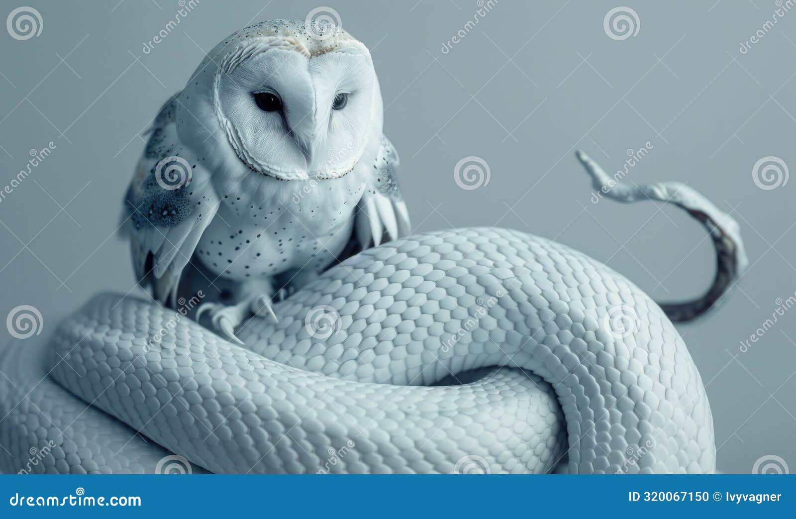 White Snake with White Owl, Symbols of Wisdom Stock Photo - Image of ...