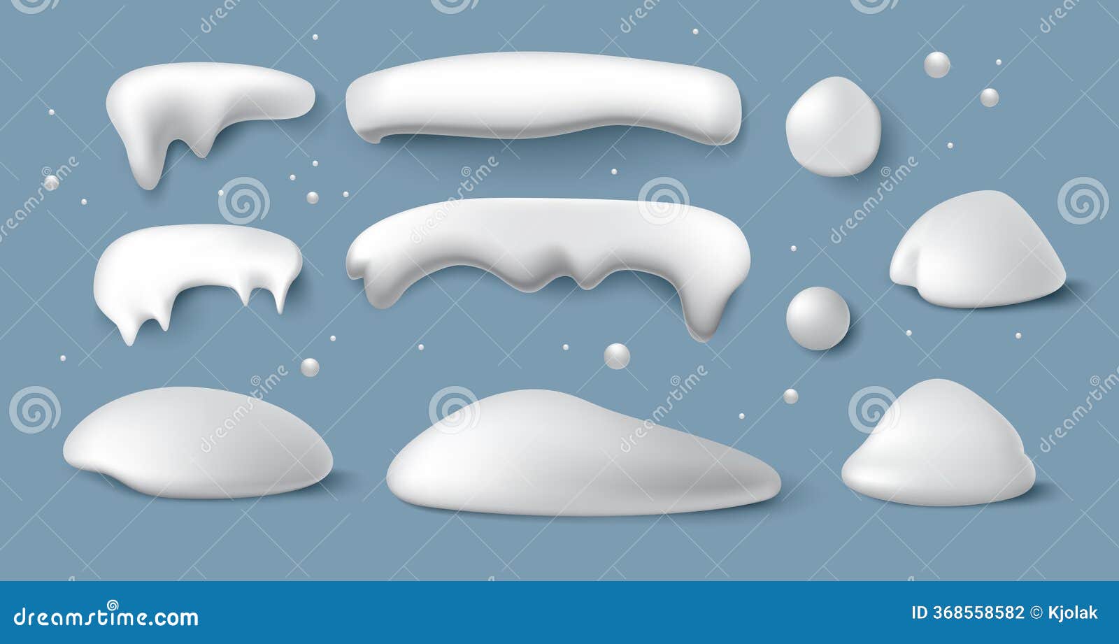 Snow Caps Collection. Icicles On Transparent Background. Realistic Snow ...