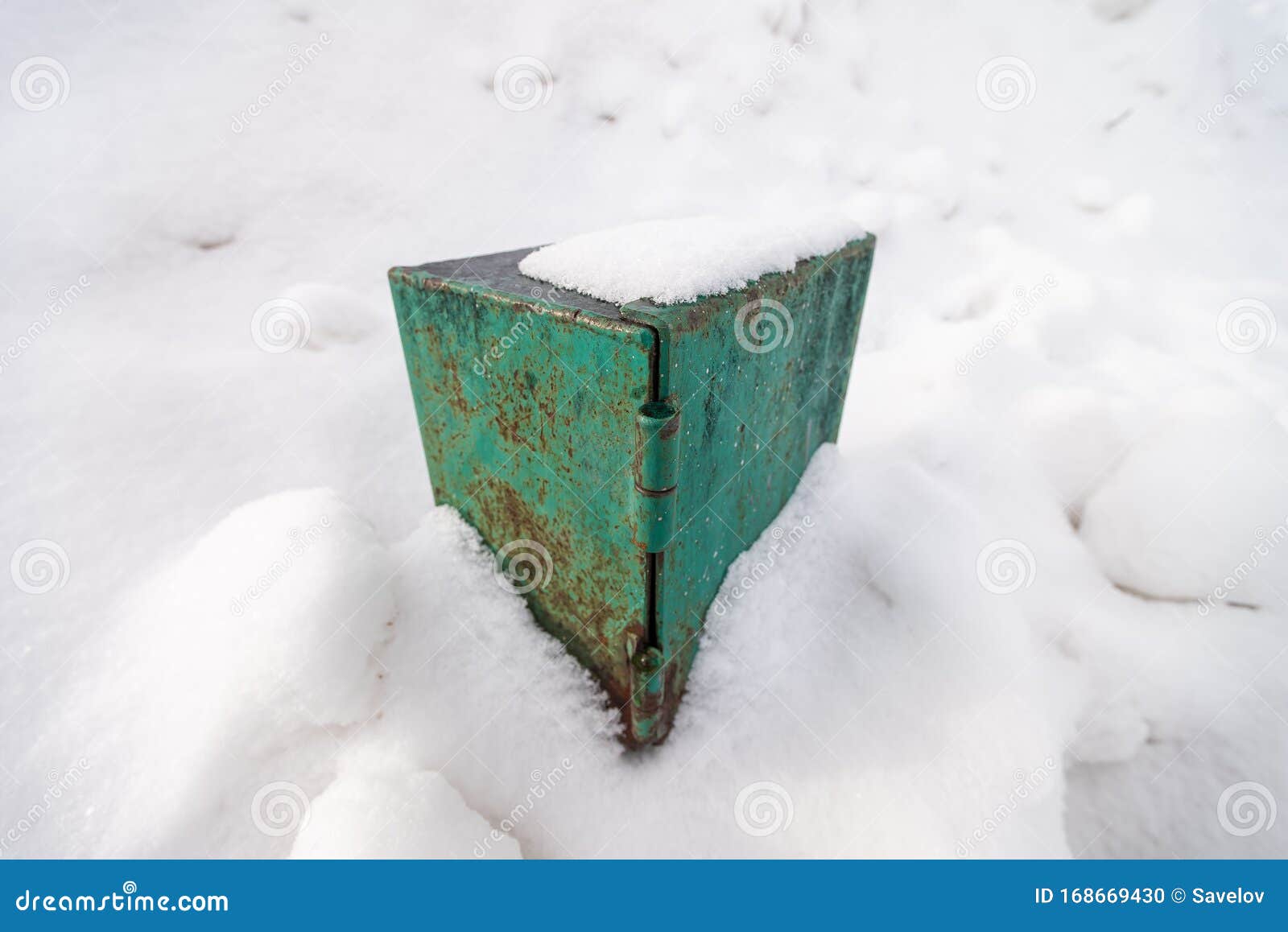 Snow Covered Metal Box for Electrical Equipment Stock Photo - Image of ...