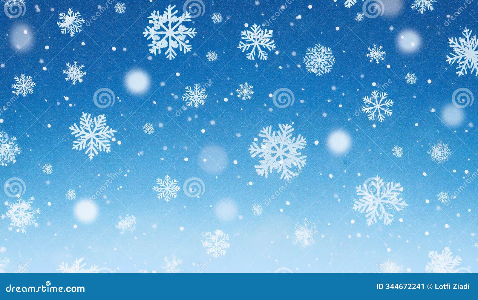 White Snow Falling on Sky Blue Background Seamless Pattern. Flat Style ...