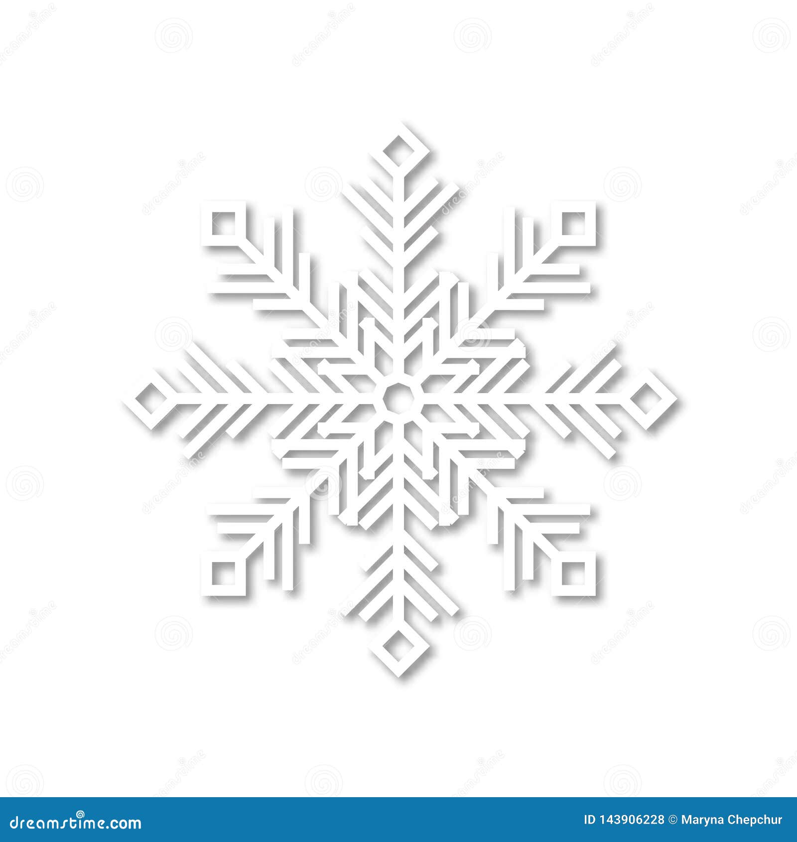 White Snowflake Icon with Shadow on White Background. Vector ...