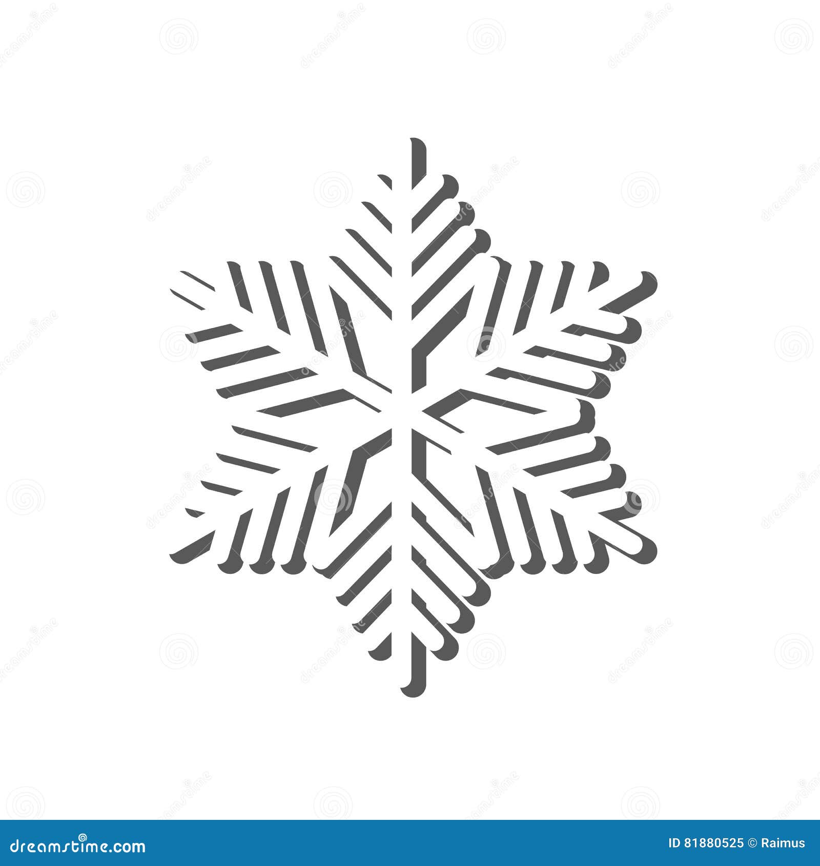 The White Snowflake with Shadow on a Gray Sheet. Stock Vector ...