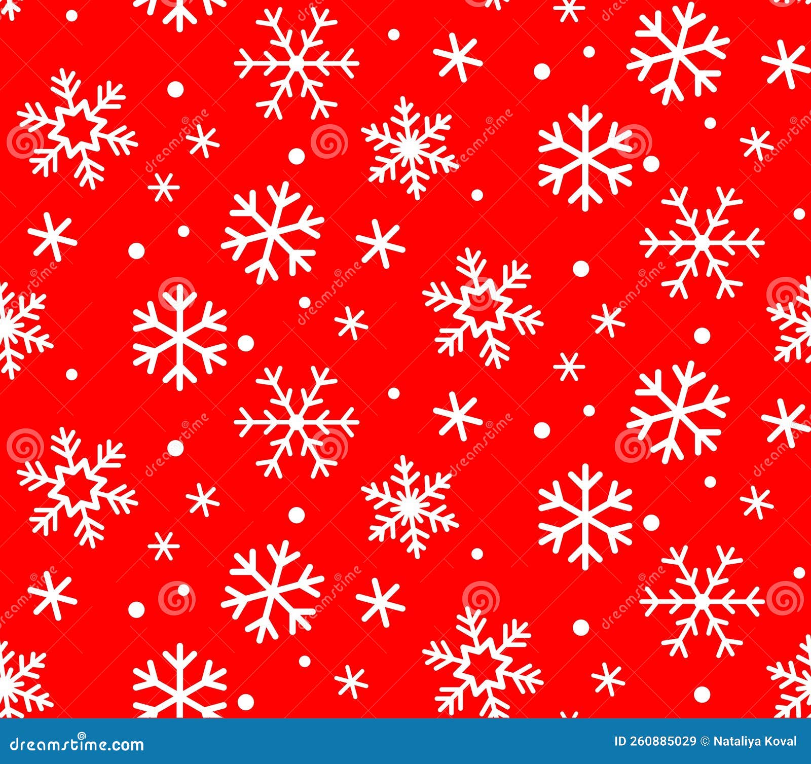 White Snowflakes on Red Background Seamless Pattern for Continuous ...
