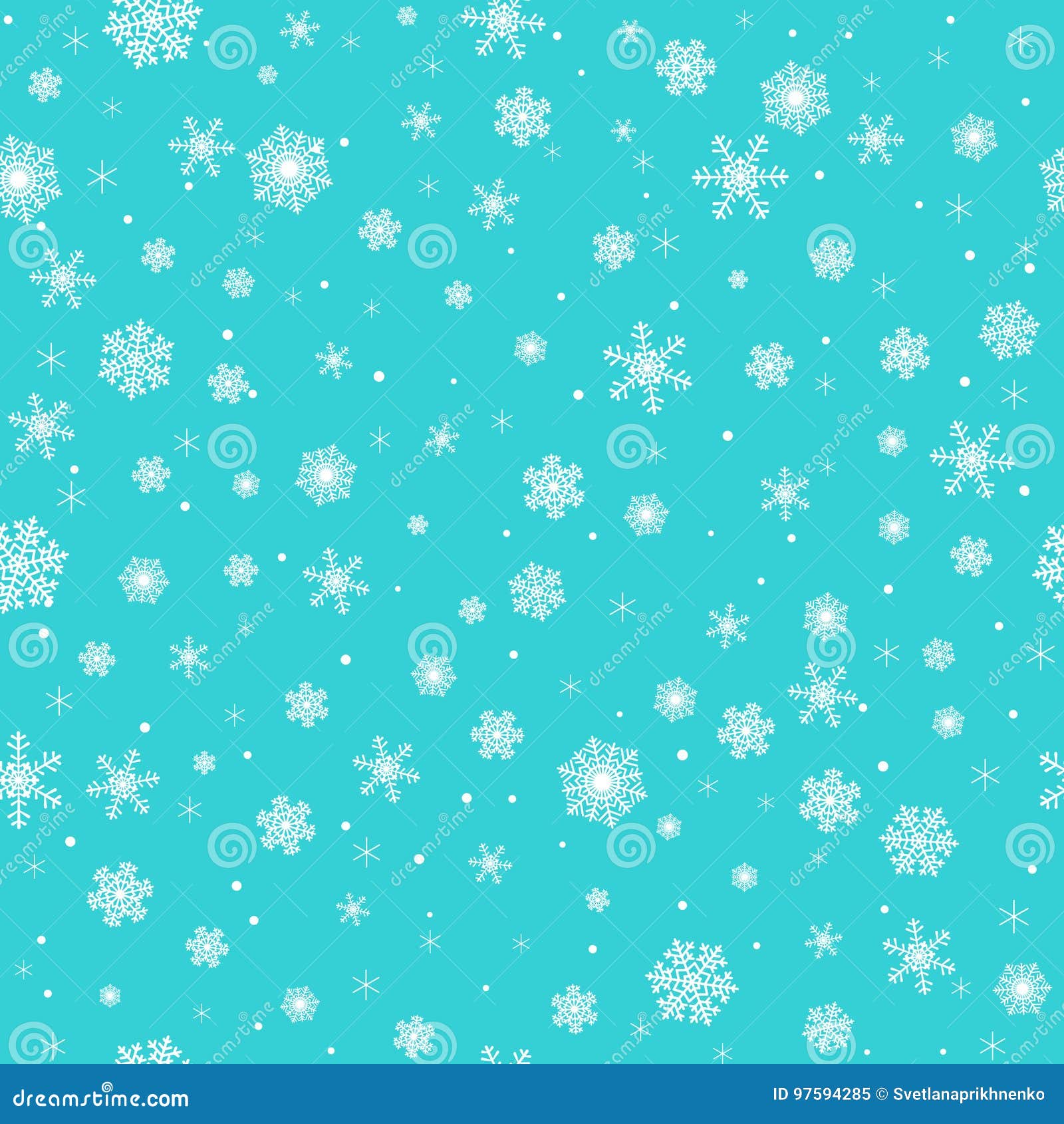 White Snowflakes on Turquoise Background Stock Vector - Illustration of ...