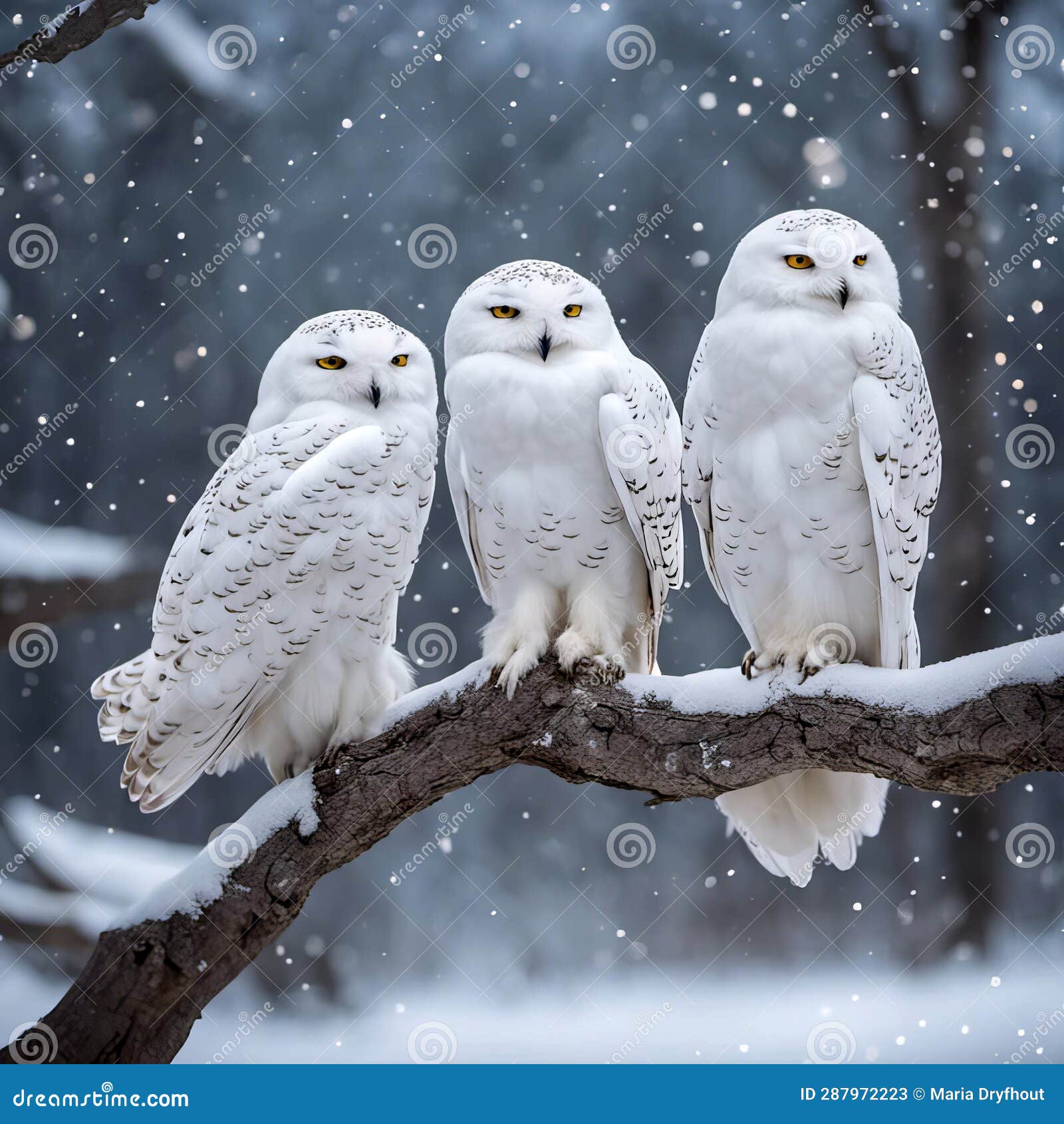 Snowy Owls Huddled Together In The Arctic Tundra Royalty-Free Stock ...