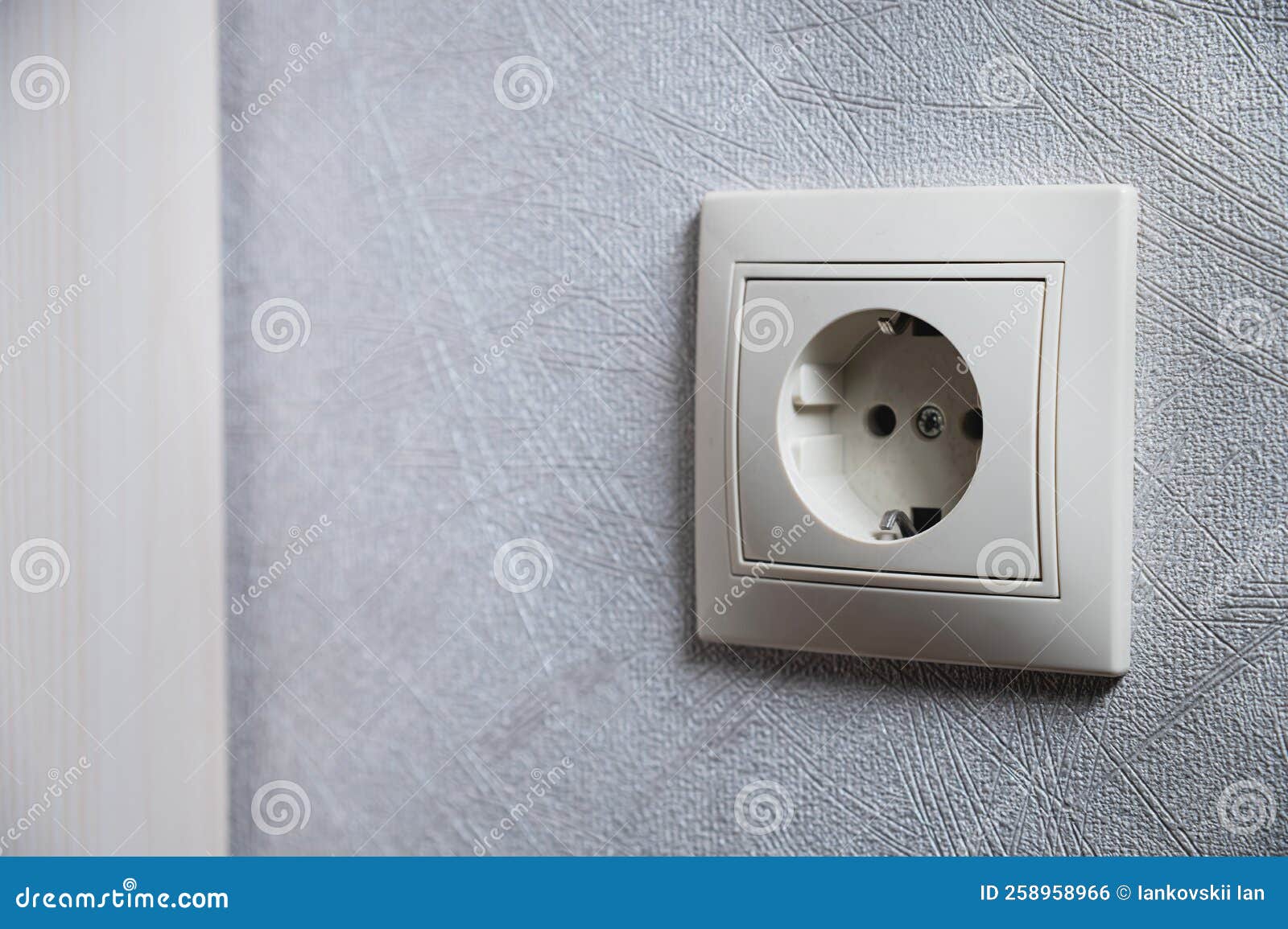 White Socket Alone on the Wall Inside the House, Close-up Stock Photo ...