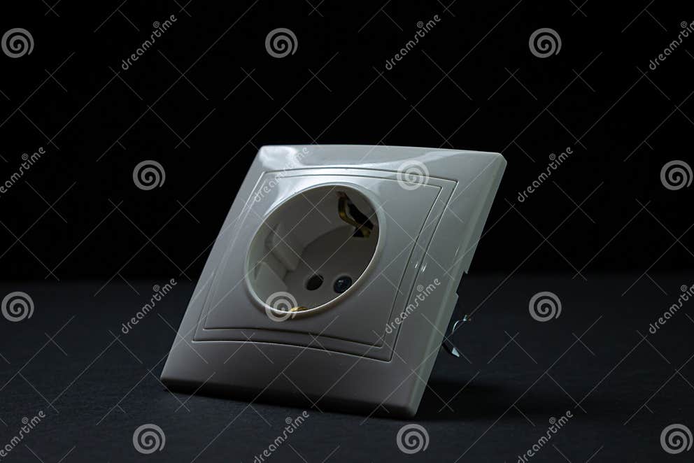 White Socket on a Black Background. Flush-mounted White Socket Stock ...