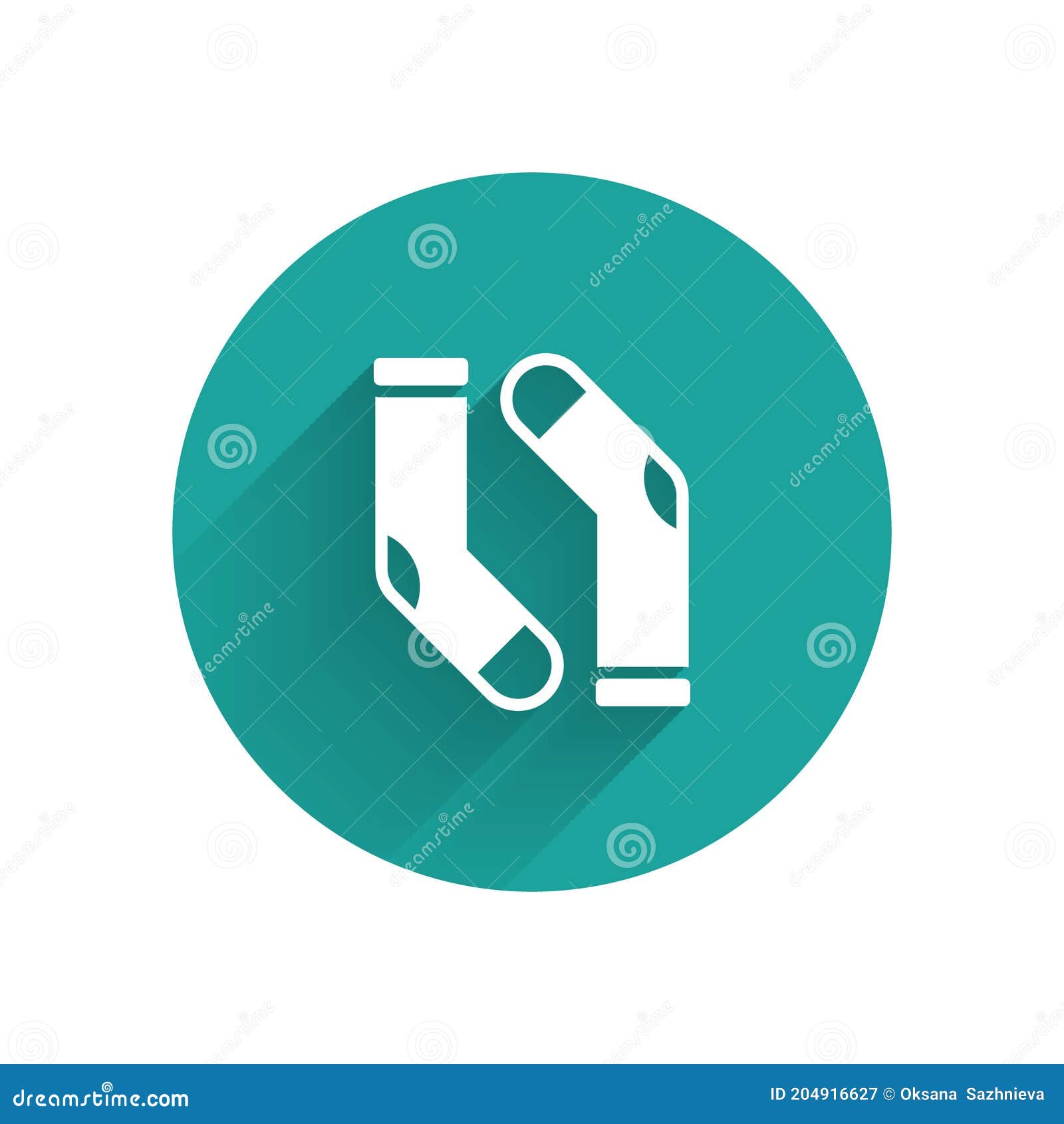 White Socks Icon Isolated with Long Shadow. Green Circle Button Stock ...