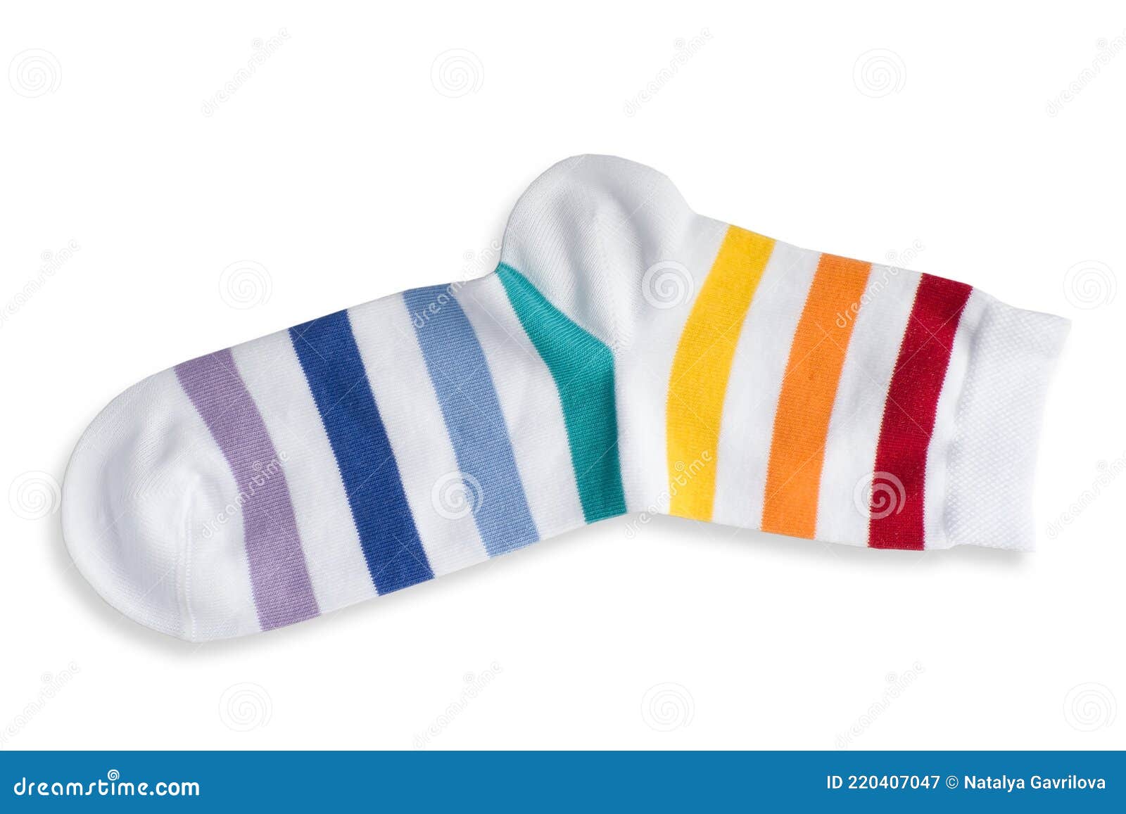 White Socks in Stripes of Different Colors on a White Background ...