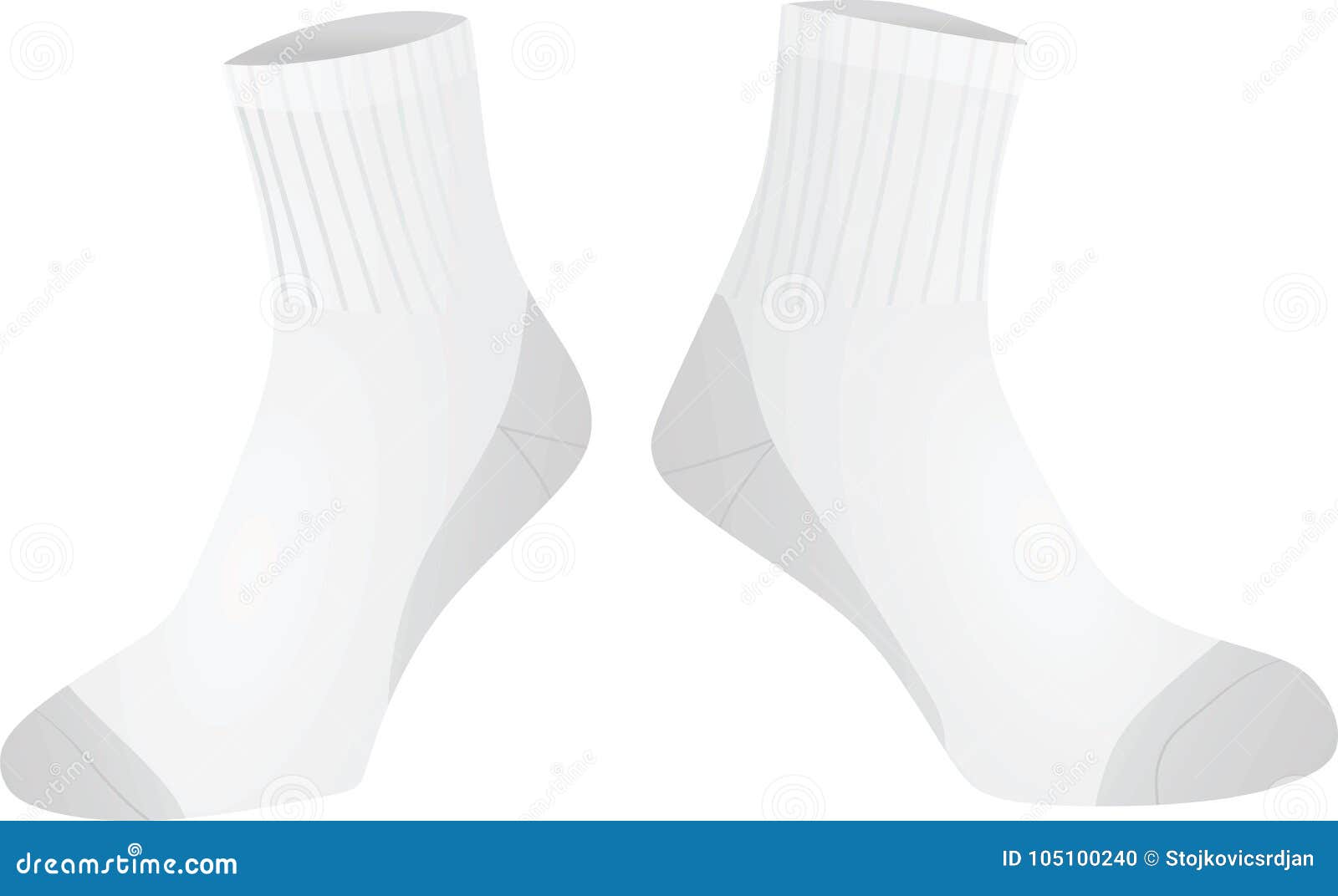 White Socks Template, Front View Stock Vector - Illustration of elastic ...