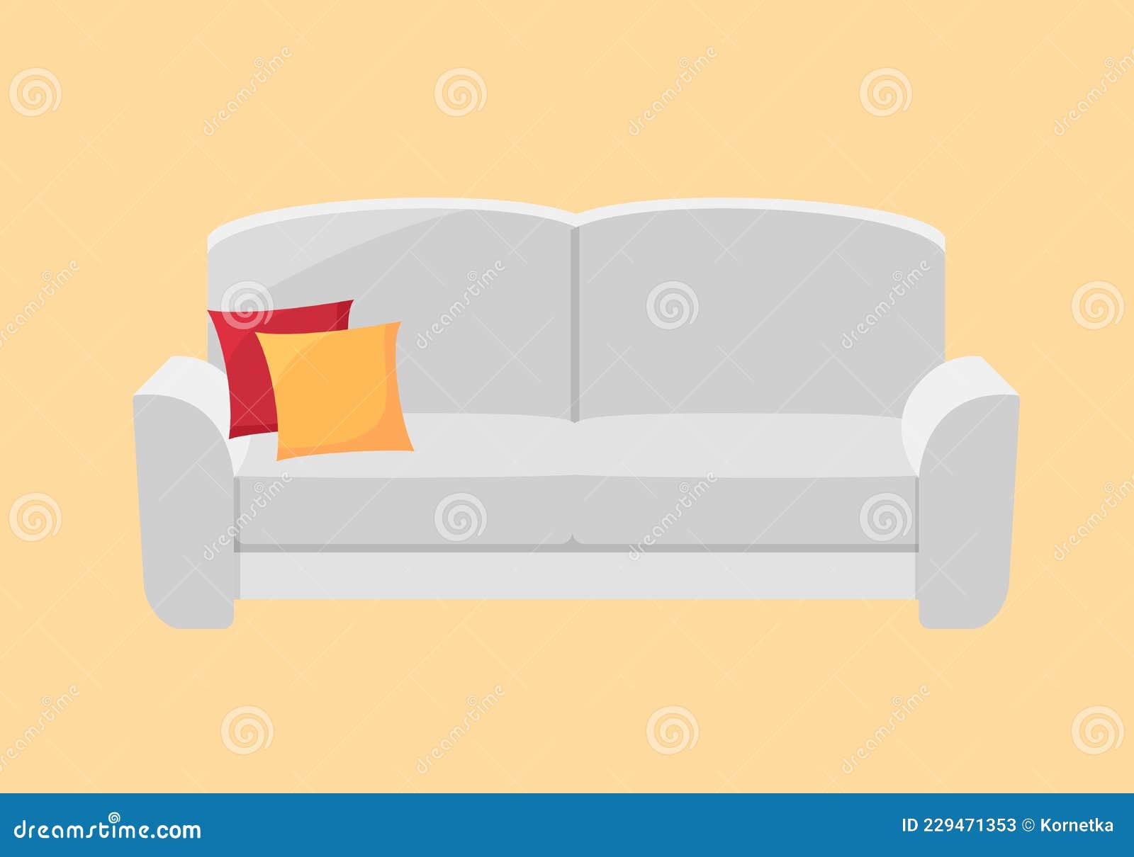 White Sofa Isolated on White. Sofa Icon for Interior House Stock Vector ...