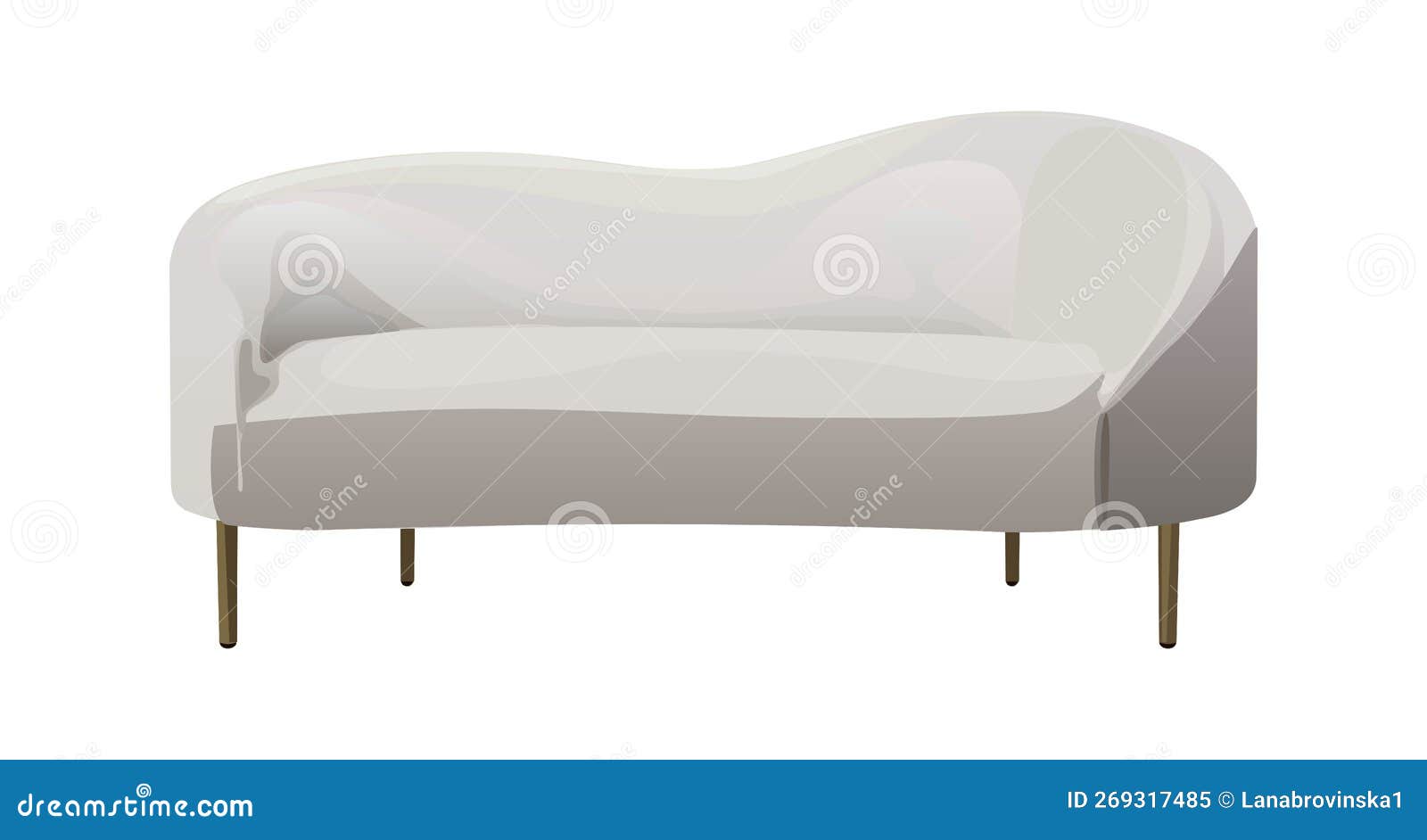 White Sofa Vector Realistic Illustration on White. Stock Vector ...
