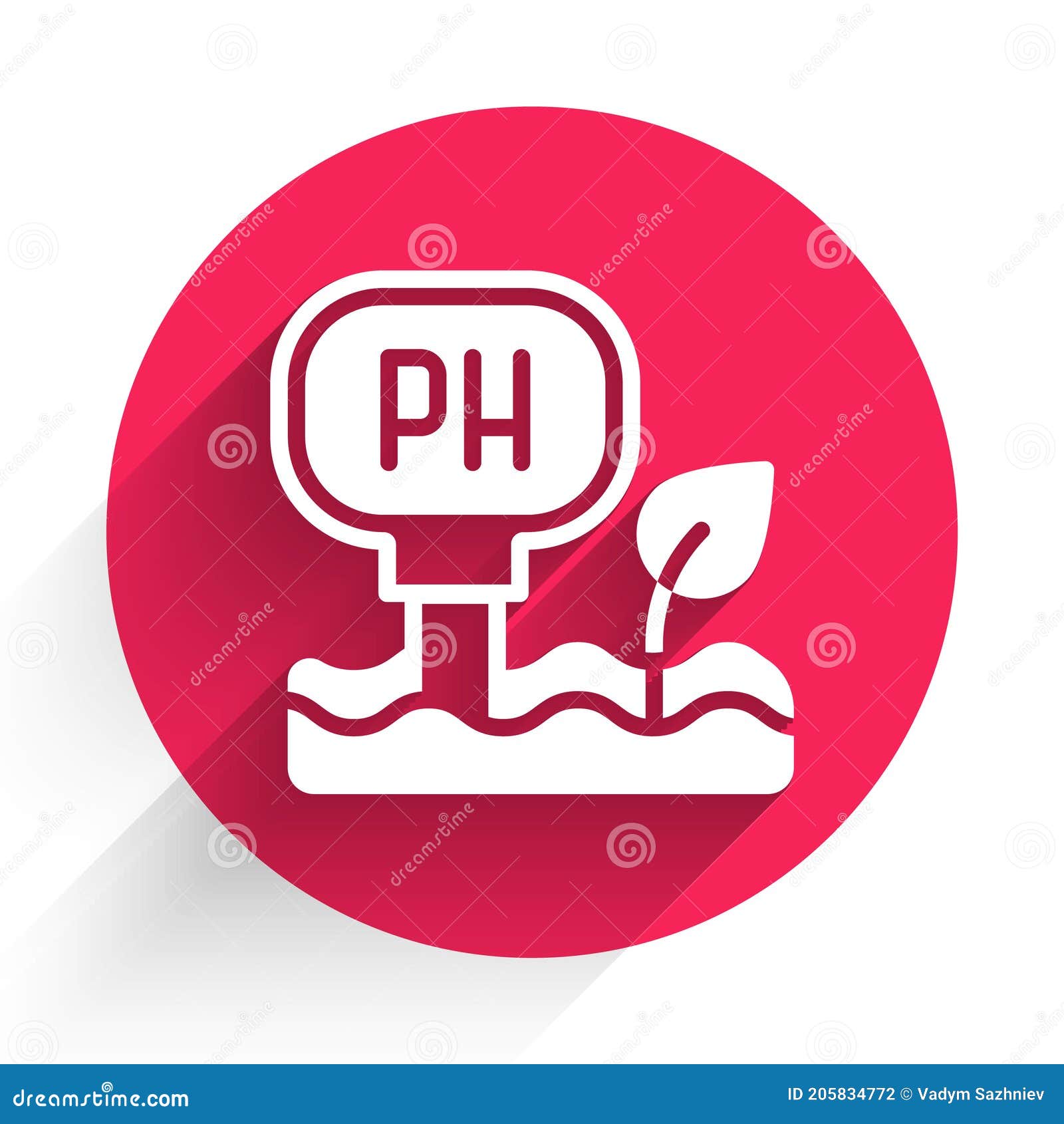 White Soil Ph Testing Icon Isolated with Long Shadow. PH Earth Test ...