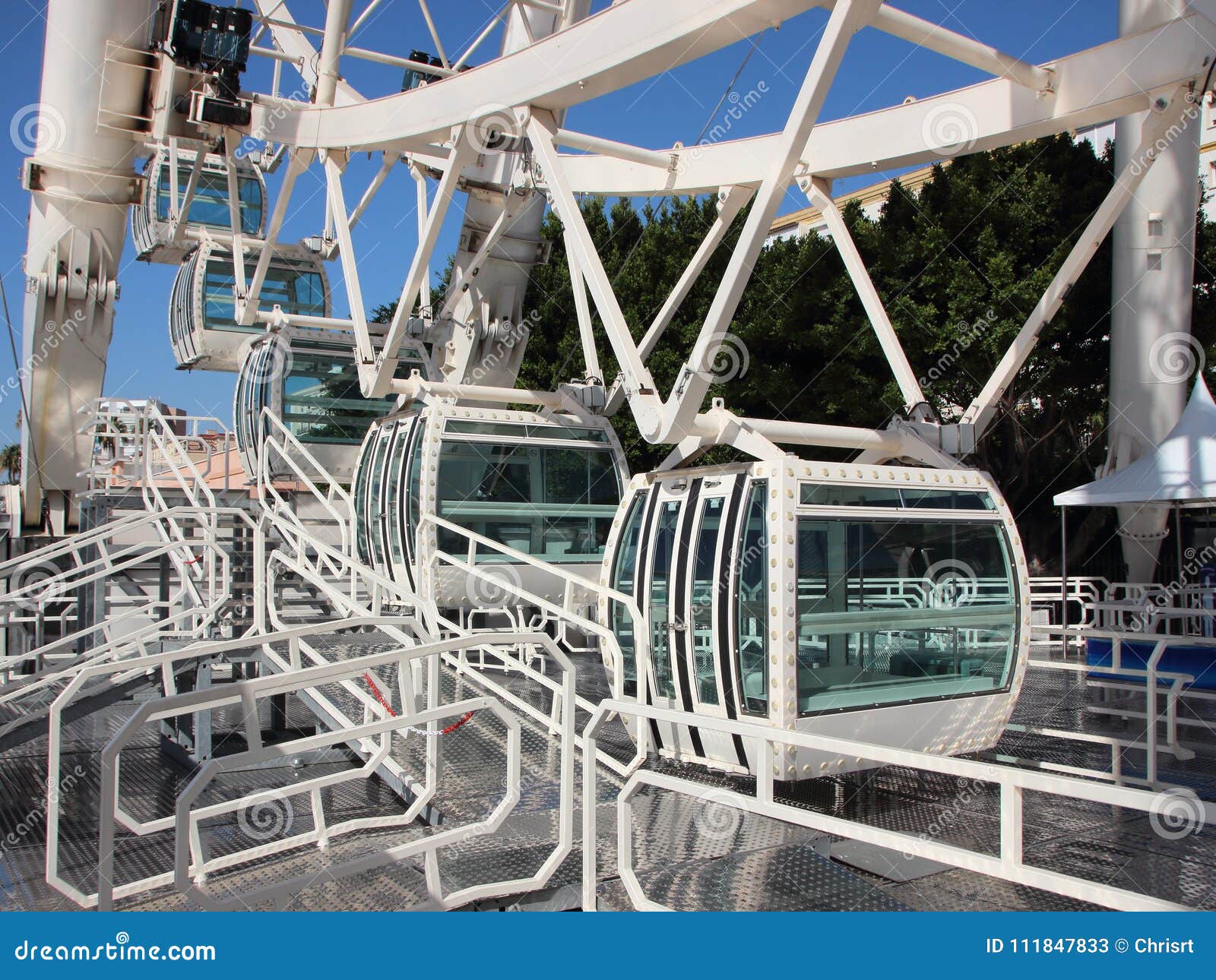 White Solid Ferris Wheel Cabins Closeup Perspective Stock Image - Image ...