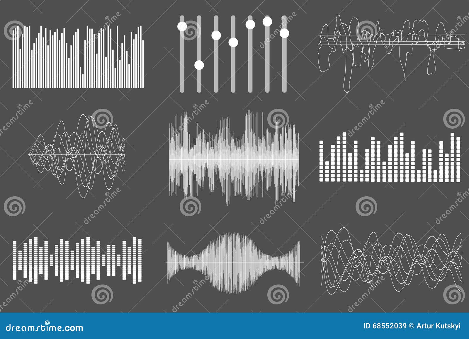 White Sound Music Waves. Audio Technology, Visual Musical Pulse. Vector ...